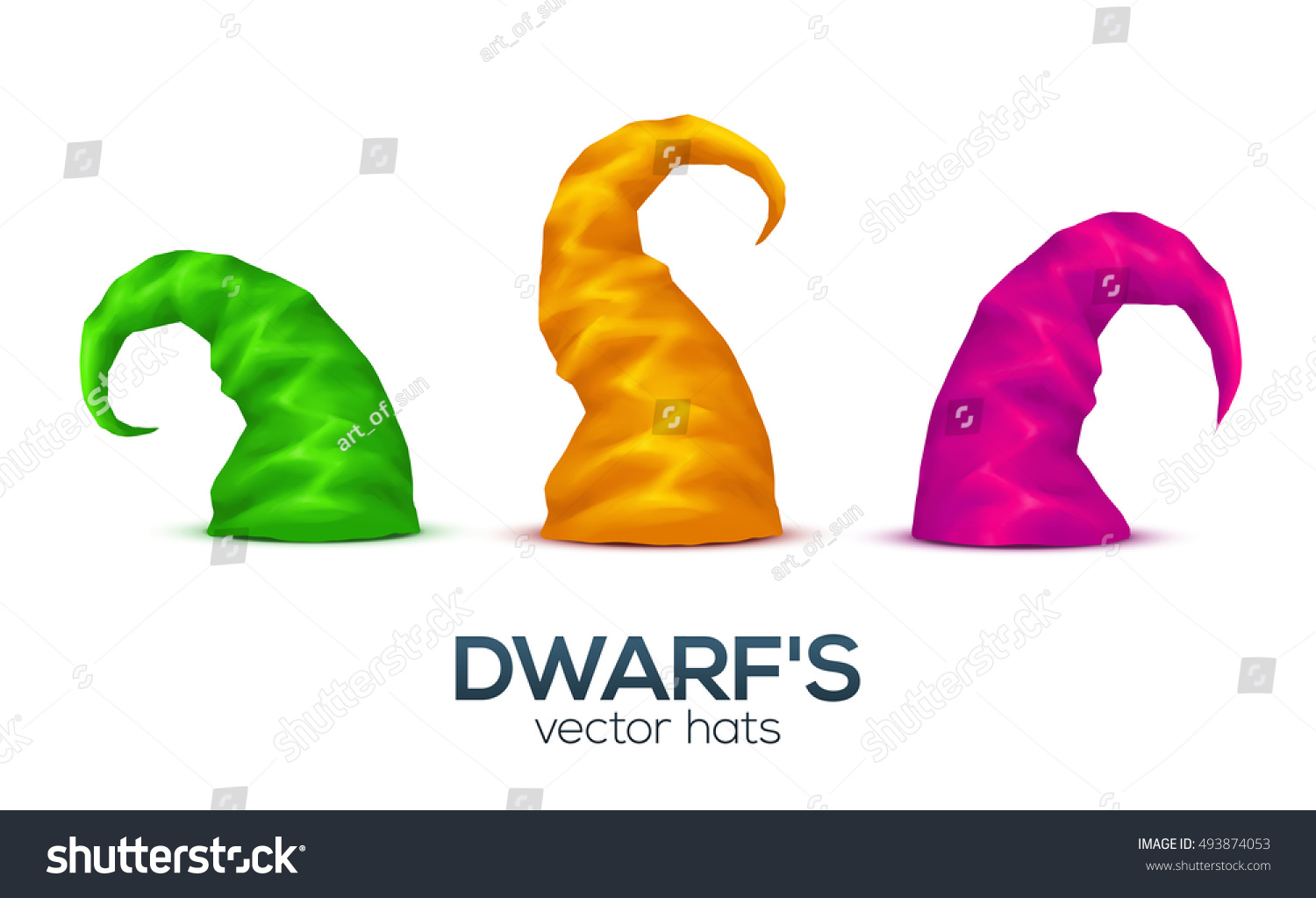 Colorful Dwarfs Caps Vector Set Stock Vector (Royalty Free) 493874053