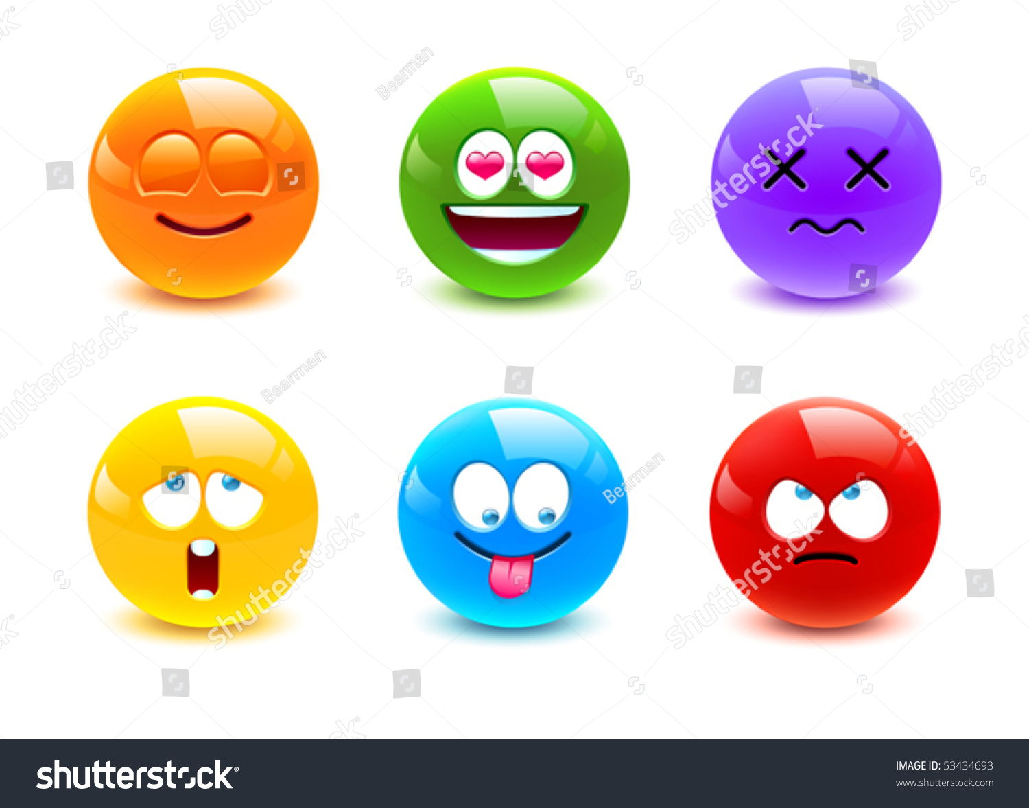 Colorful Emoticons Stock Vector Illustration 53434693 : Shutterstock