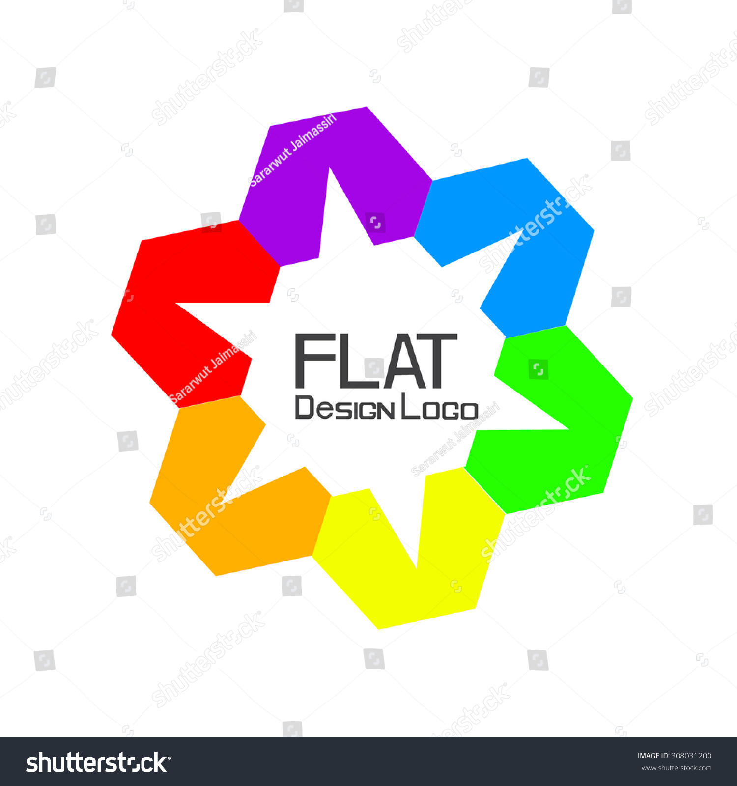 Colorful Flat Logo Design Vector Stock Vector (Royalty Free) 308031200 ...