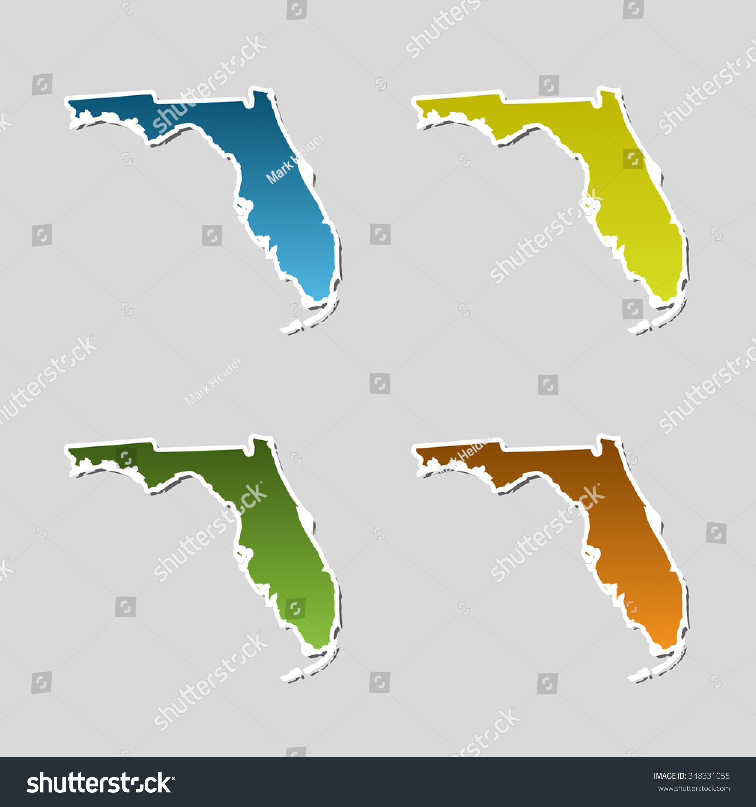 Colorful Florida Maps Stock Vector (Royalty Free) 348331055 | Shutterstock