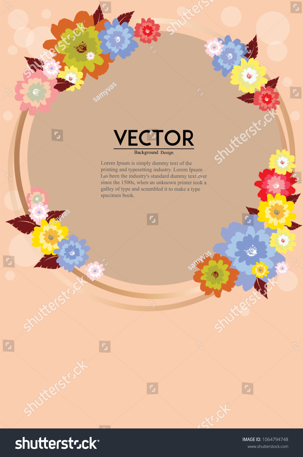Colorful Flower Circle Frame Template Vector Stock Vector (Royalty Free ...