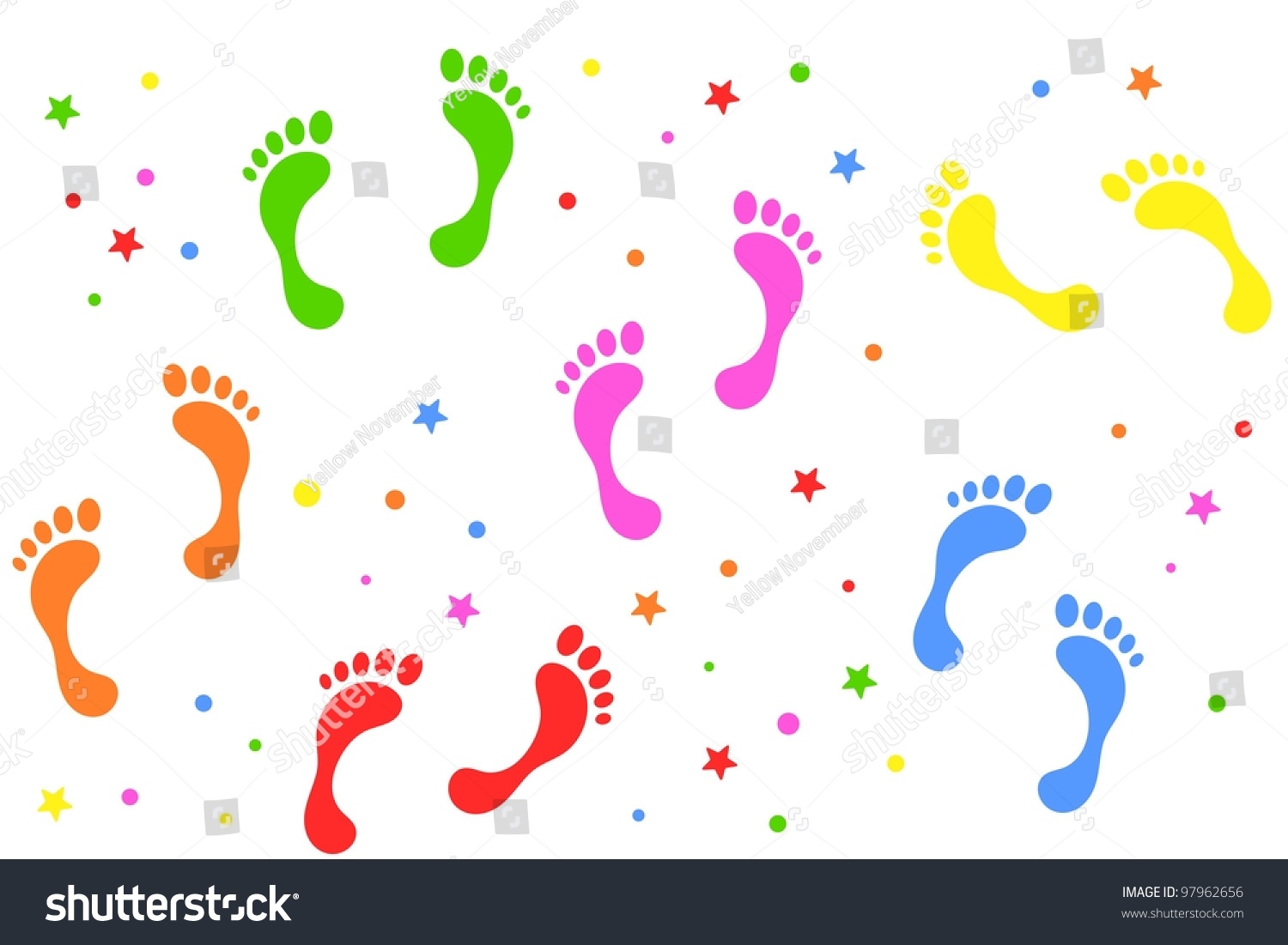 Colorful Footprints Background Stock Vector 97962656 - Shutterstock