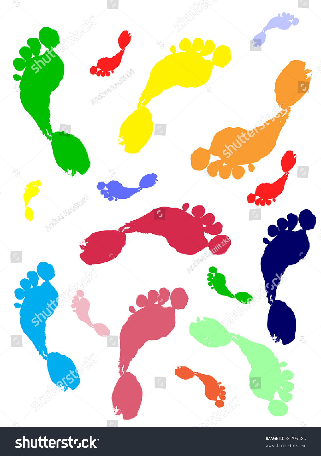 Colorful Footprints - Vector - 34209580 : Shutterstock