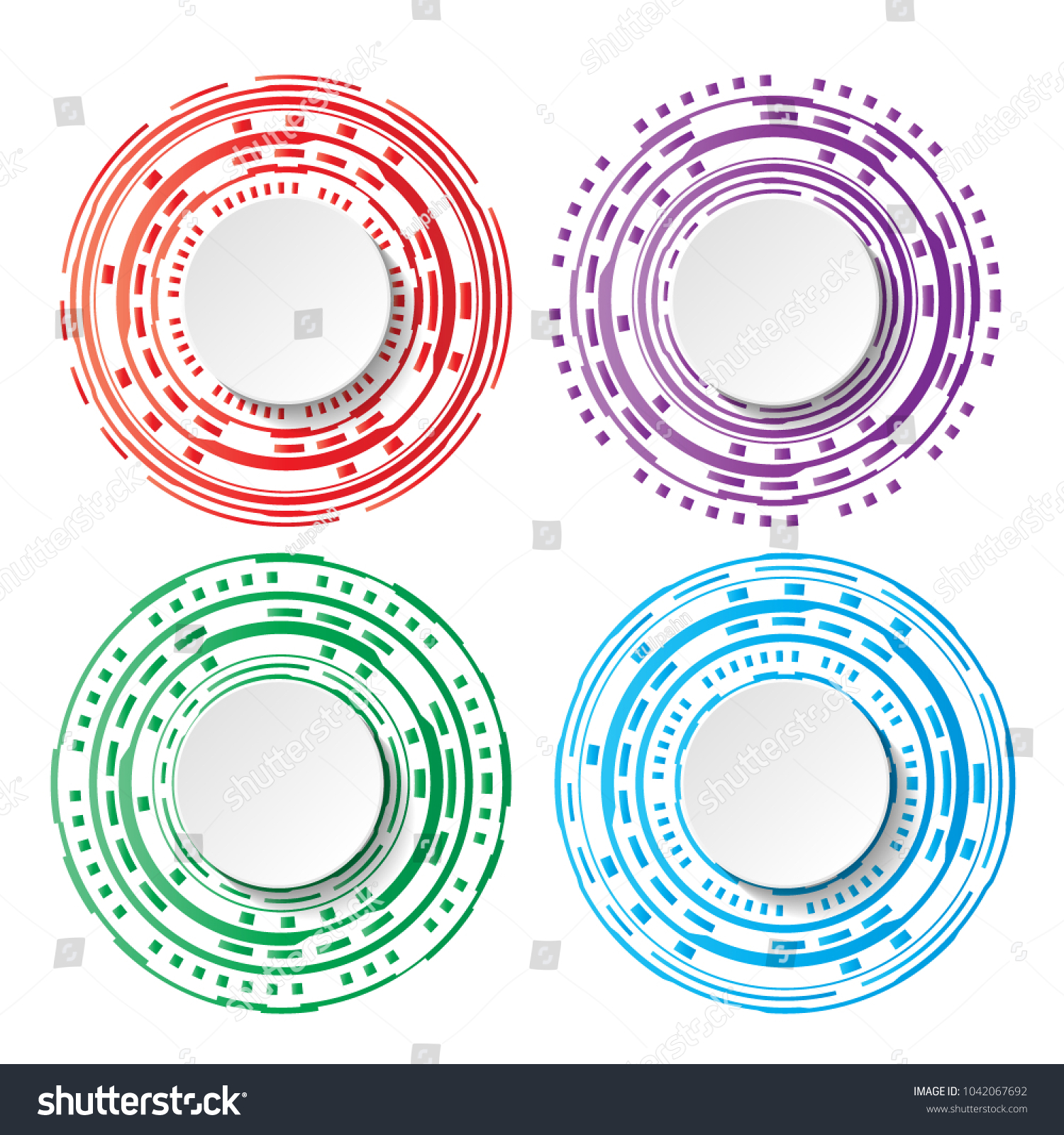 Colorful Futuristic Interface Digital Technology Symbols Stock Vector ...