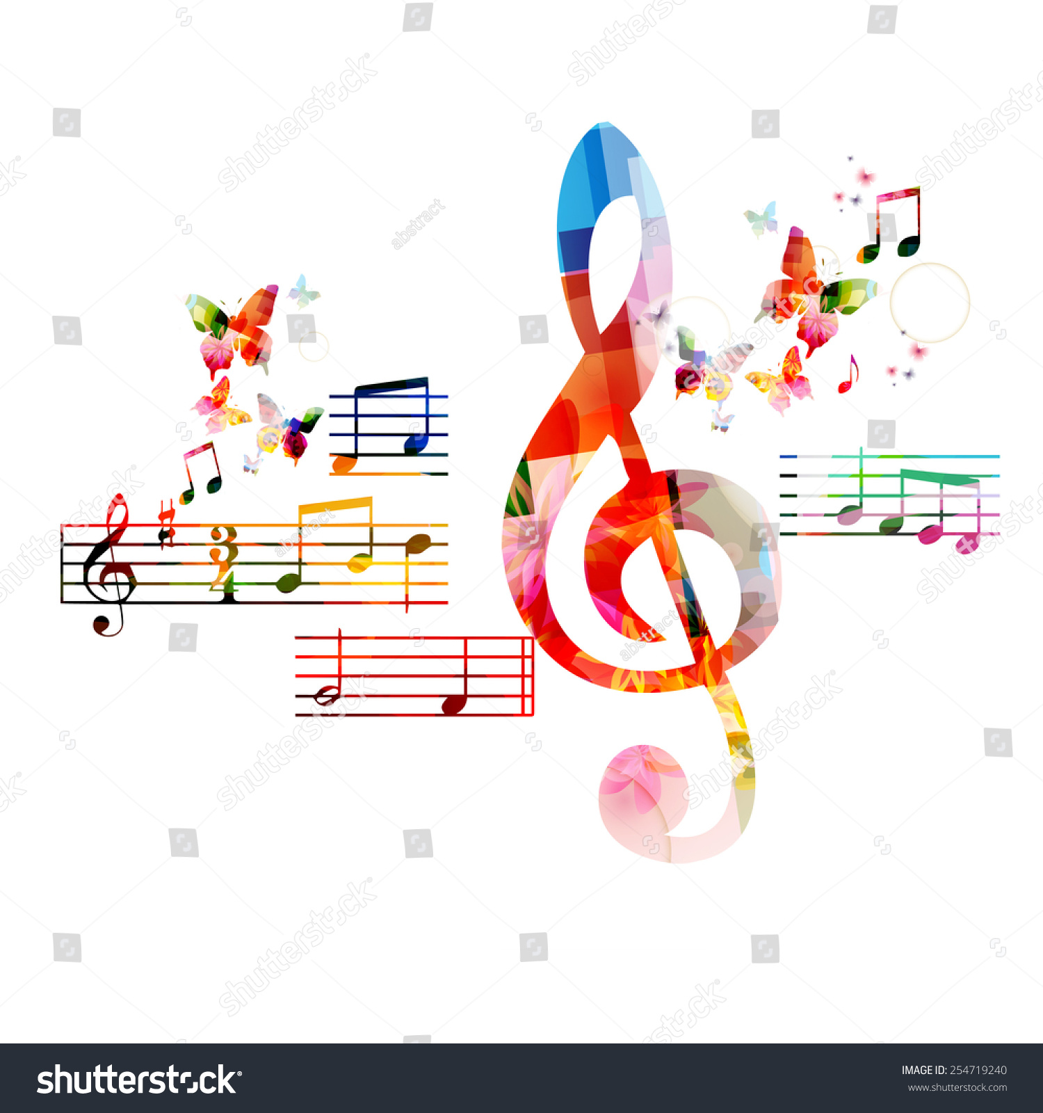 Colorful Gclef Background Stock Vector (Royalty Free) 254719240 ...
