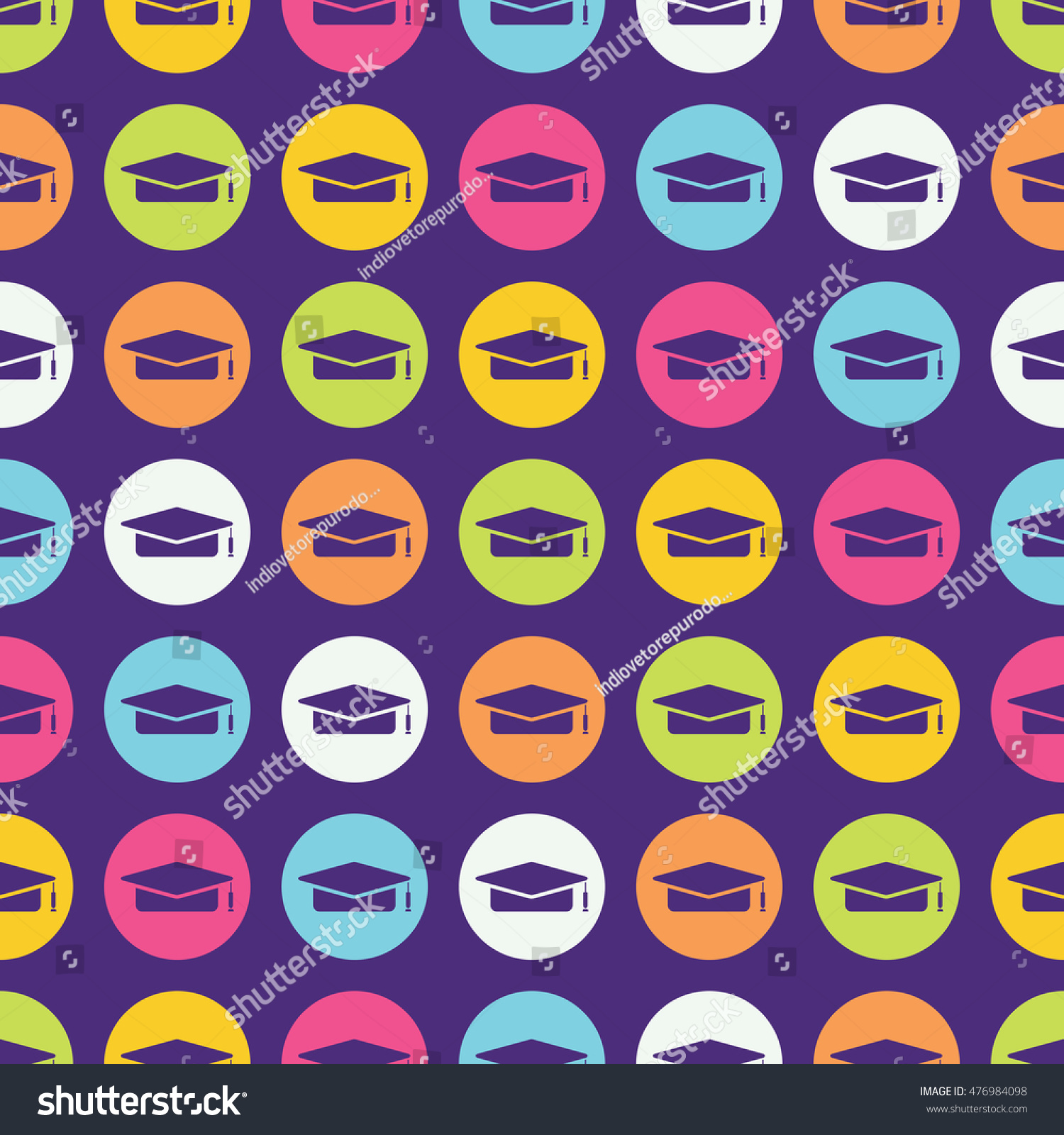 Colorful Graduation Hat Cap Seamless Background Stock Vector (Royalty ...
