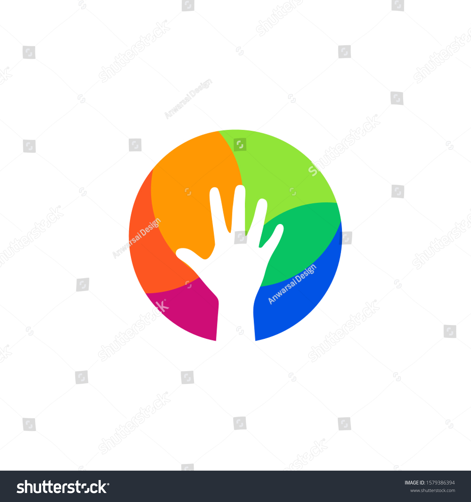 Colorful Hand Logo Vector Design Template: vector de stock (libre de ...