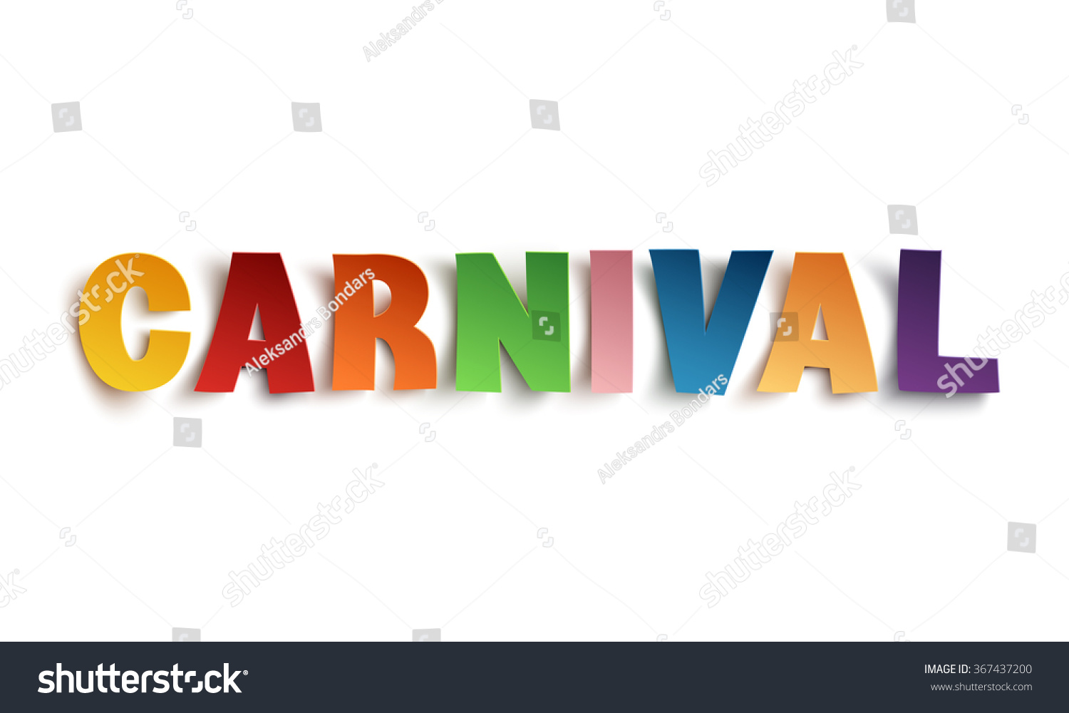 Colorful Handmade Typographic Word Carnival Isolated: vector de stock (libre de regalías ...