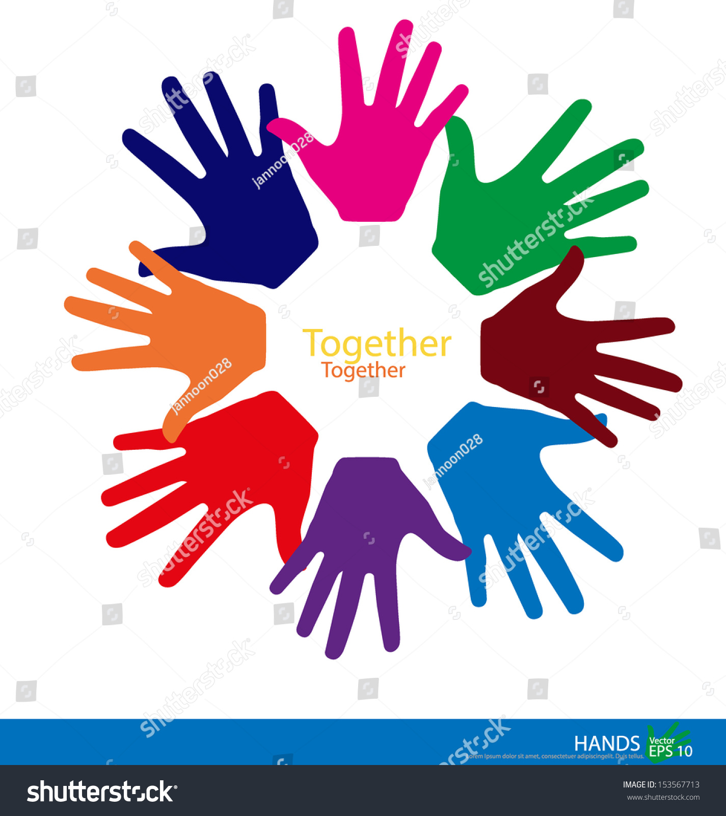 Colorful Hands Vector Illustration Stock Vector (Royalty Free) 153567713