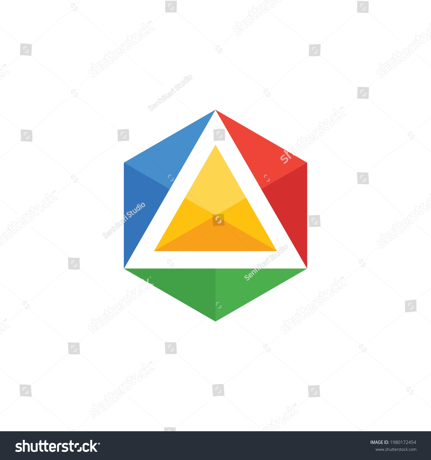 Colorful Hexagonal Pyramid Triangle Arrow Alpha Stock Vector (Royalty ...