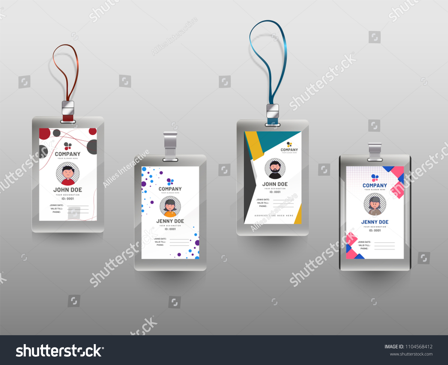 Colorful Identification Card Set: vetor stock (livre de direitos ...