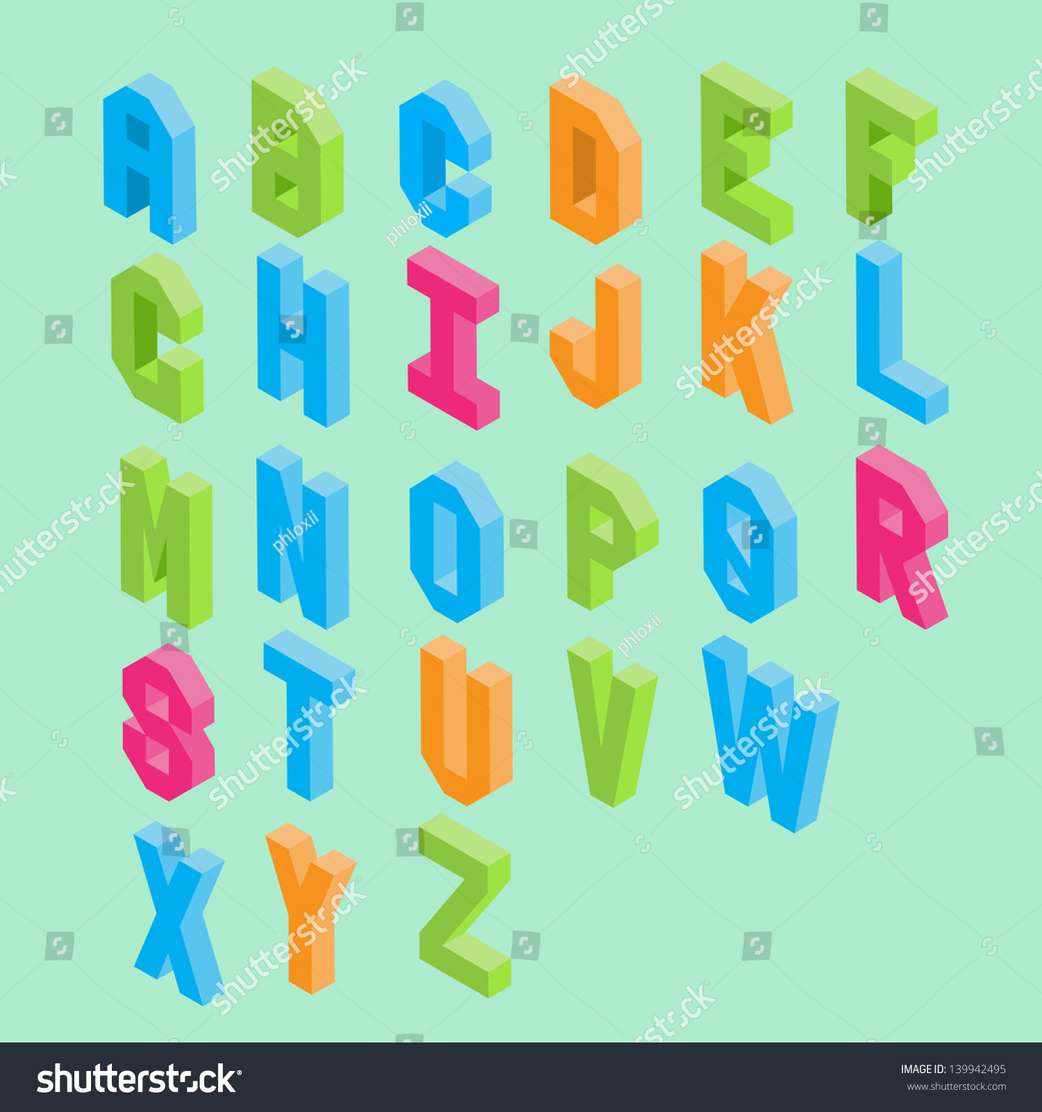 Colorful Isometric Typography Vector Stock Vector (Royalty Free ...