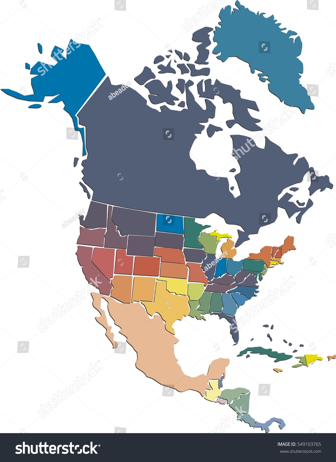 Colorful North America Vector Map Stock Vector (Royalty Free) 549103765