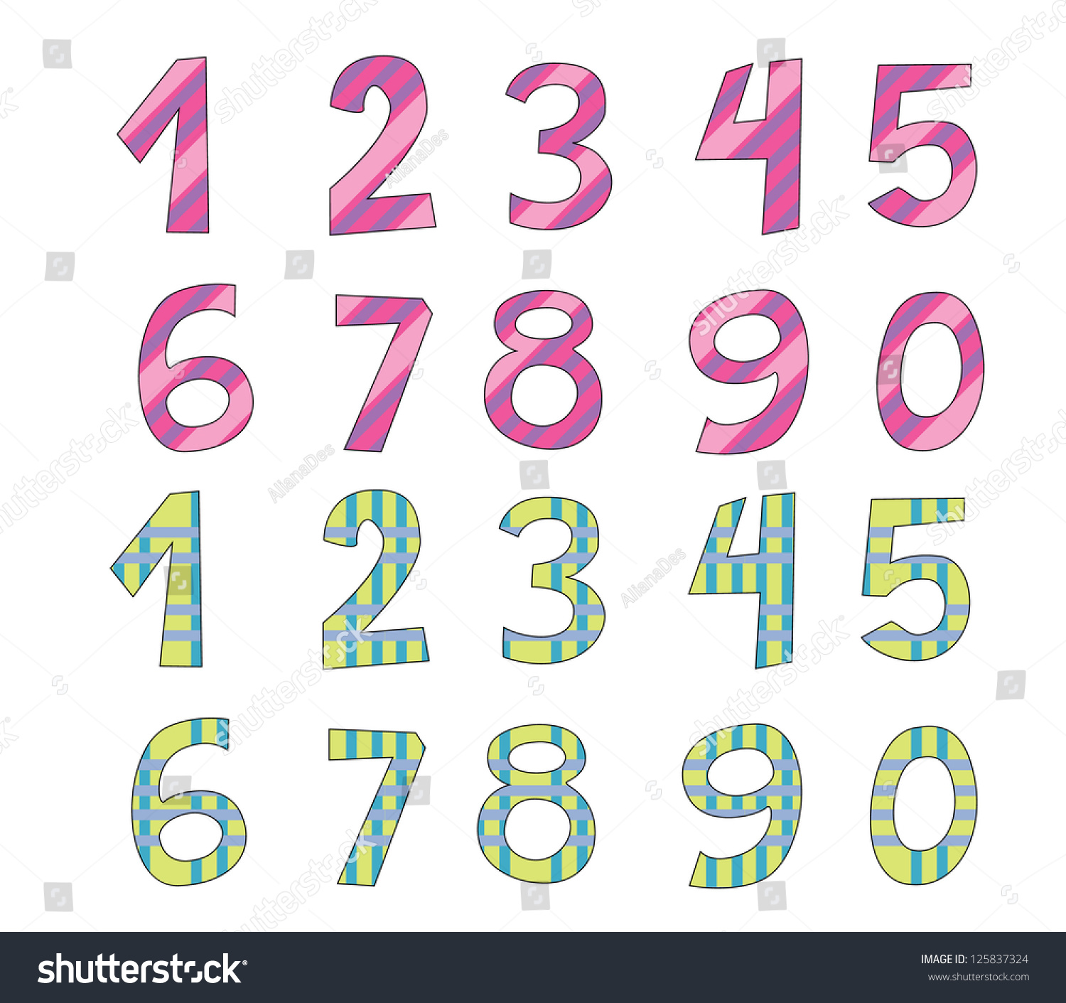 Colorful Number Set Stock Vector Illustration 125837324 : Shutterstock