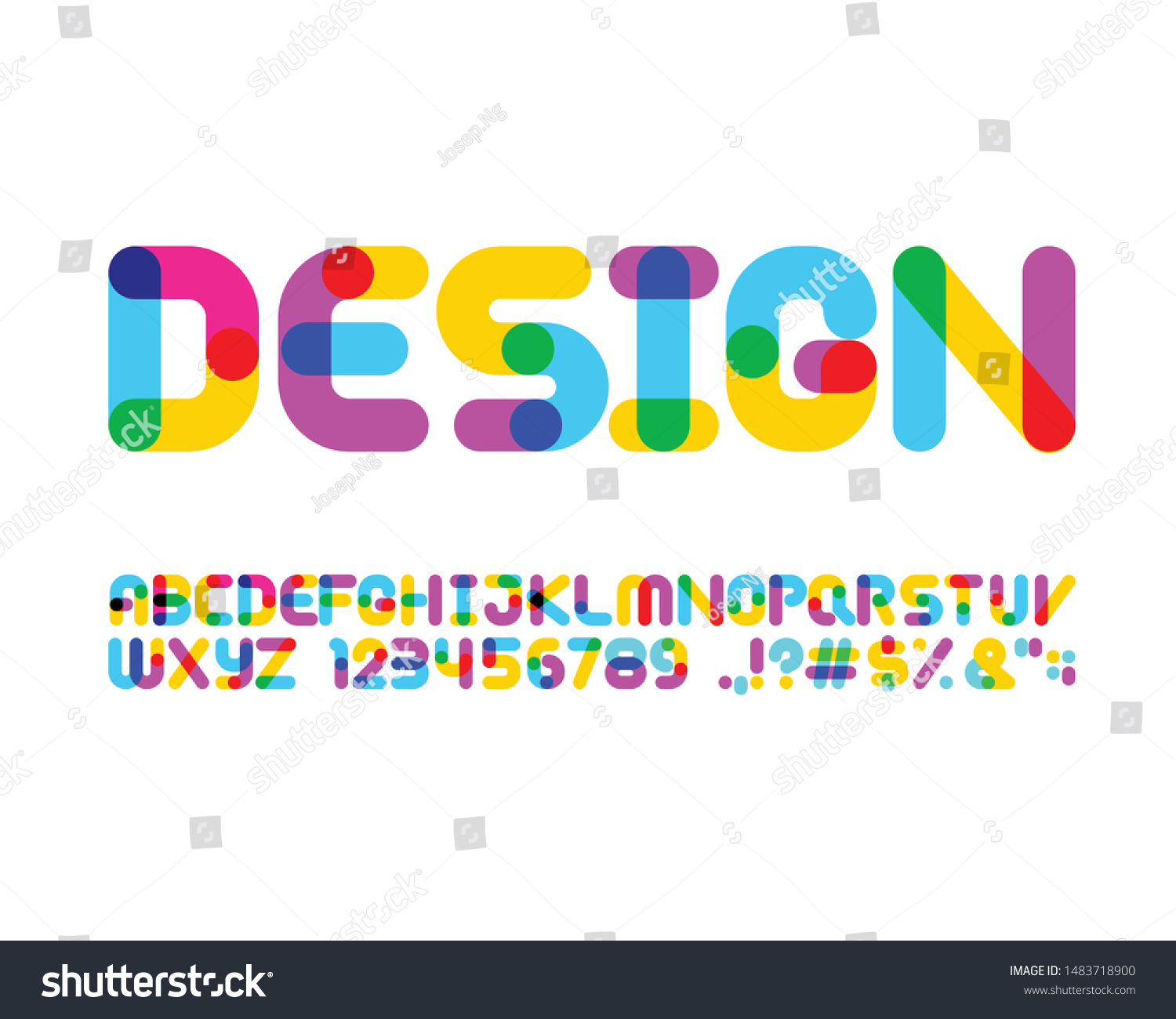 Colorful Overlapping Font Set Vector Format: Vector có sẵn (miễn phí ...