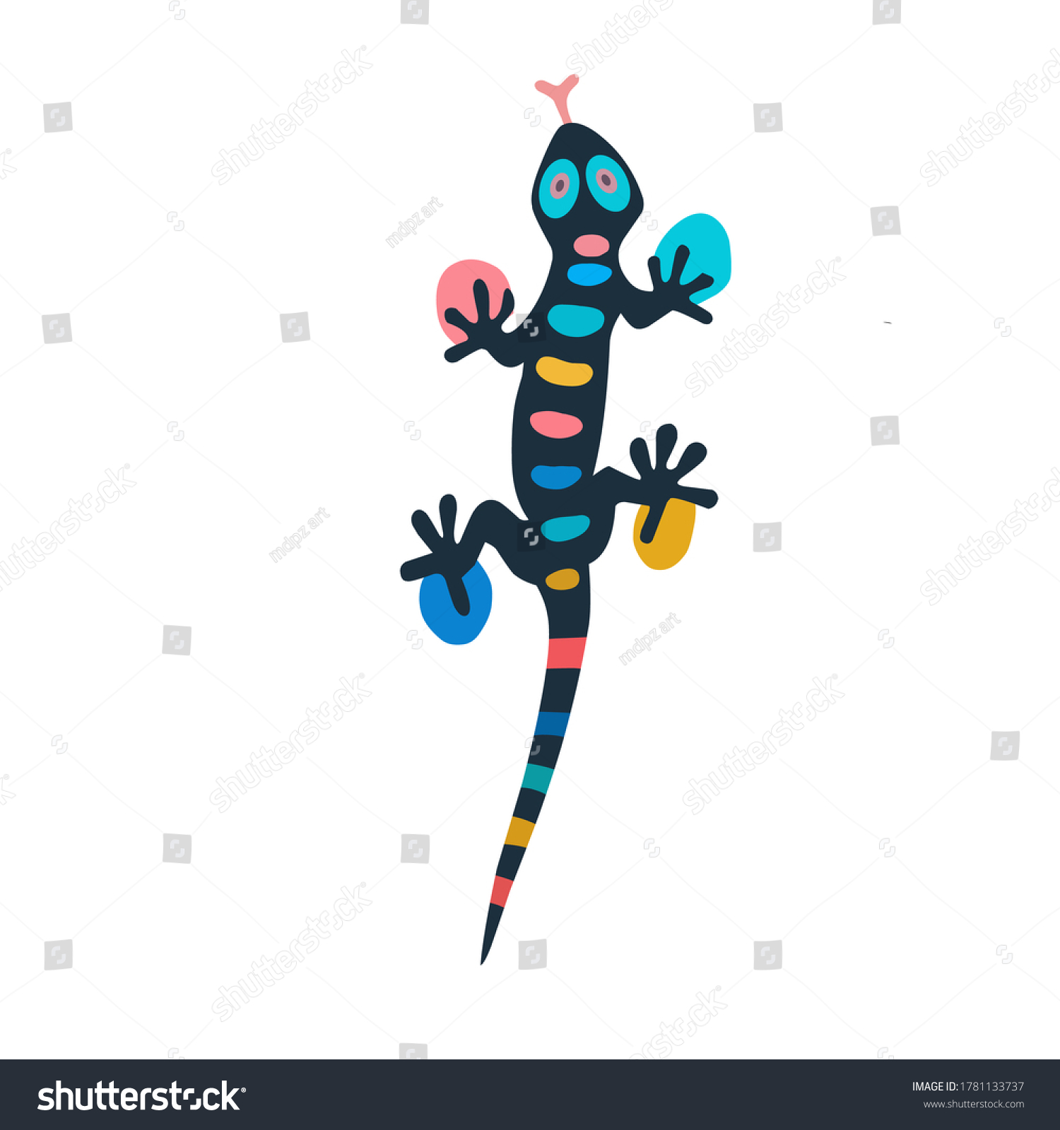 Colorful Patterned Lizard Vector Illustration Isolated Stock Vector ...