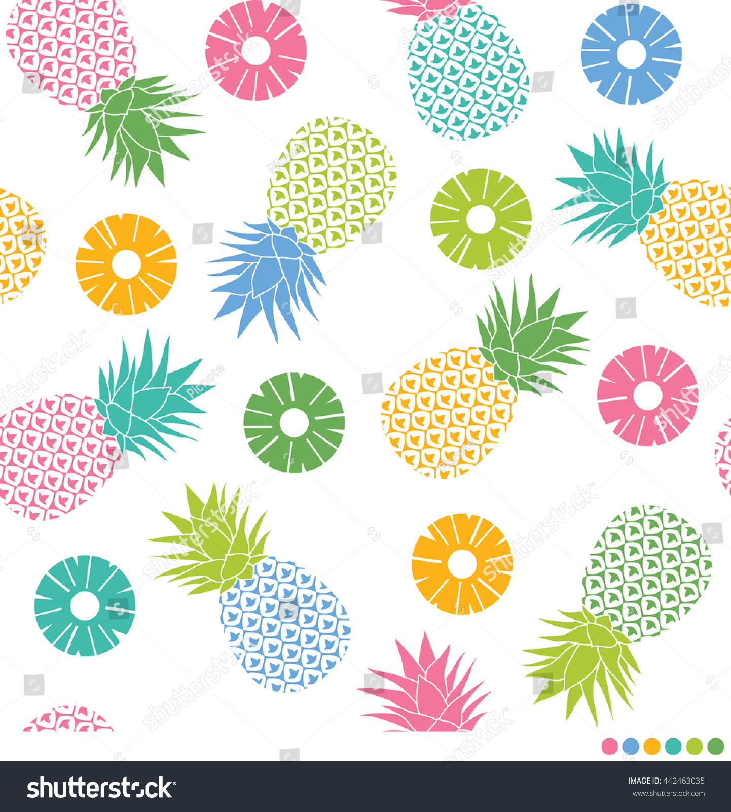 Colorful Pineapples Sliced Pineapples Seamless Pattern Vector de stock ...