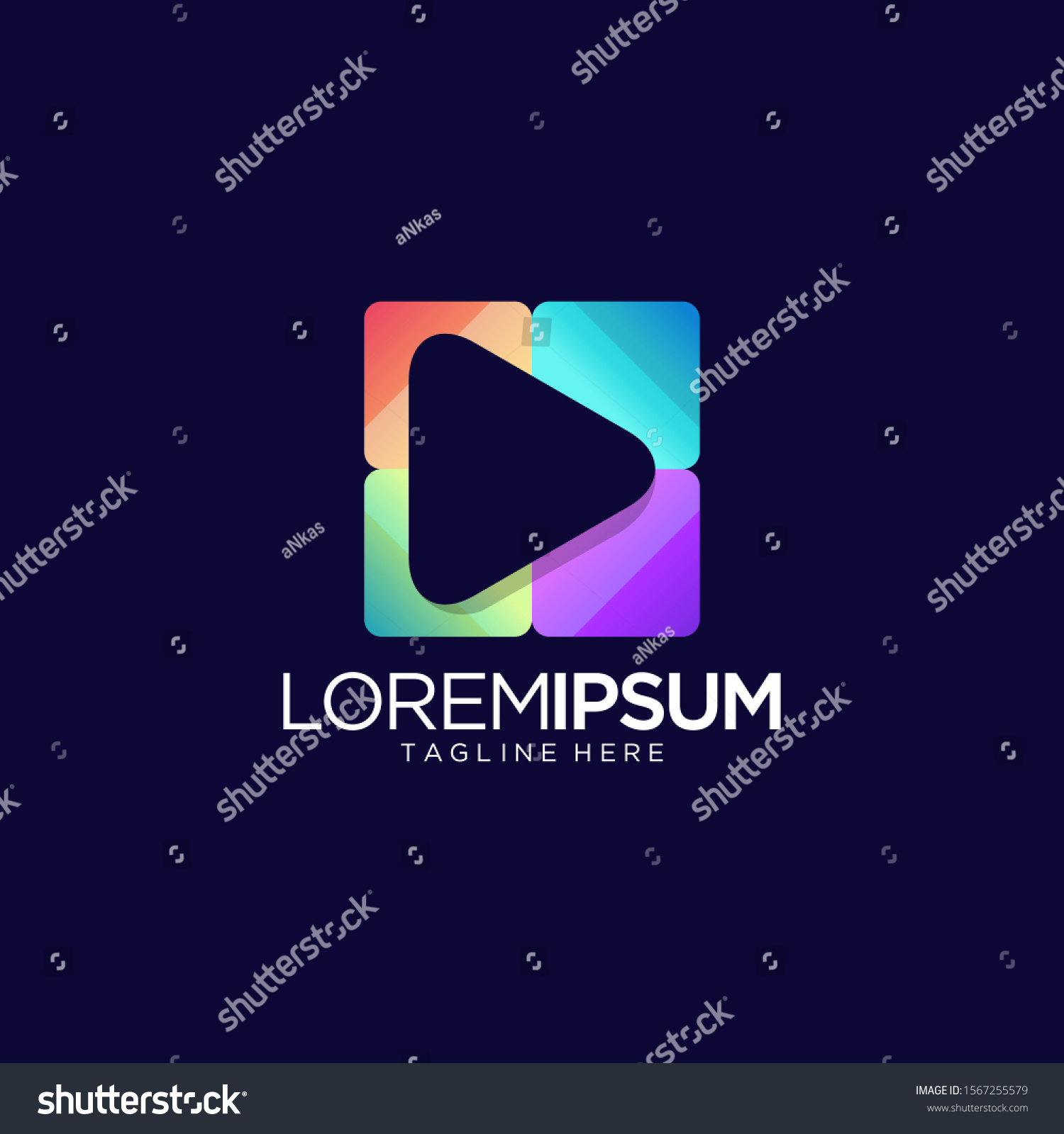 Colorful Play Button Logo Design Vector Stock Vector Royalty Free 1567255579