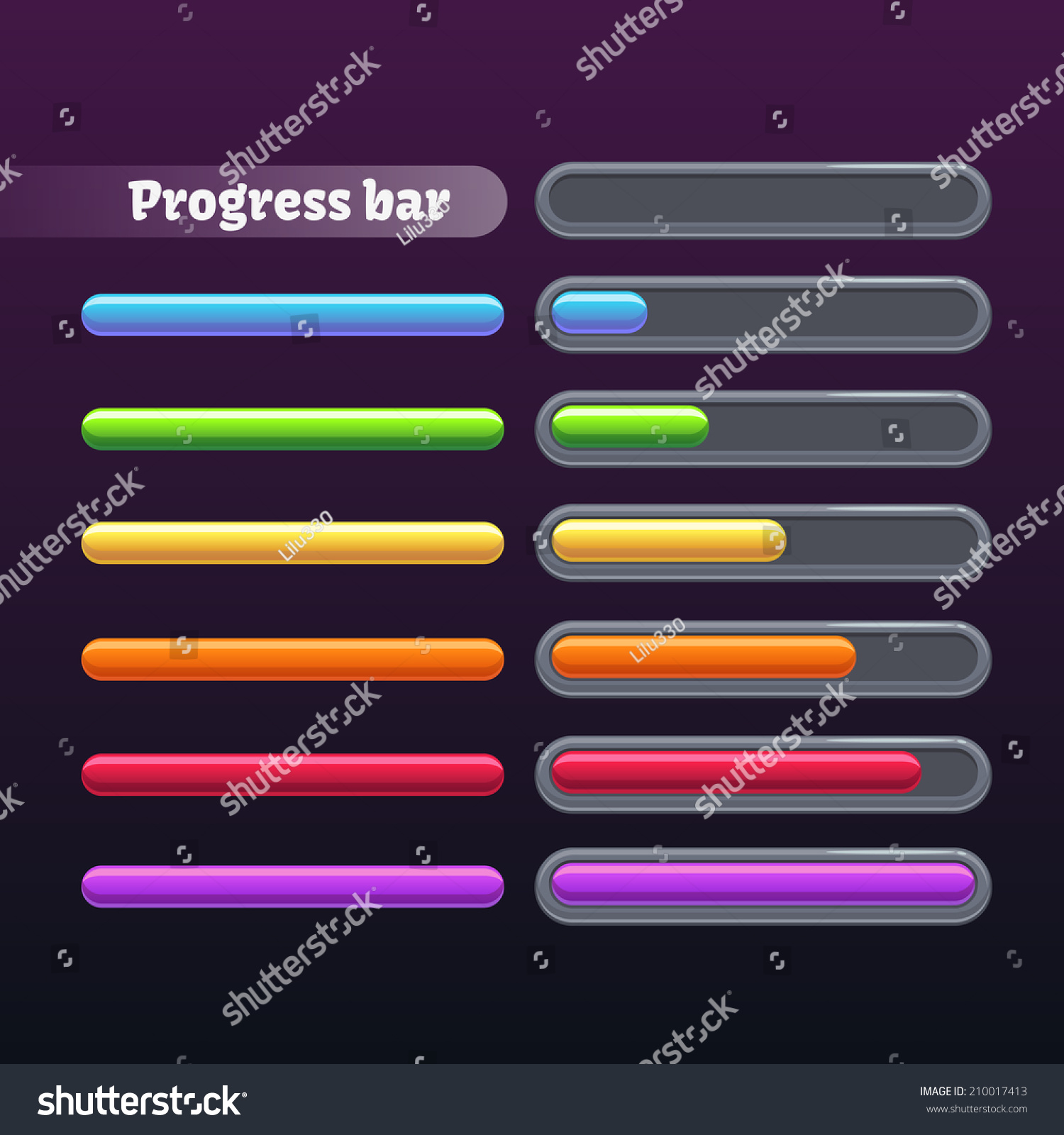 Colorful Progress Bar Set Vector Illustration Stock Vector (Royalty ...