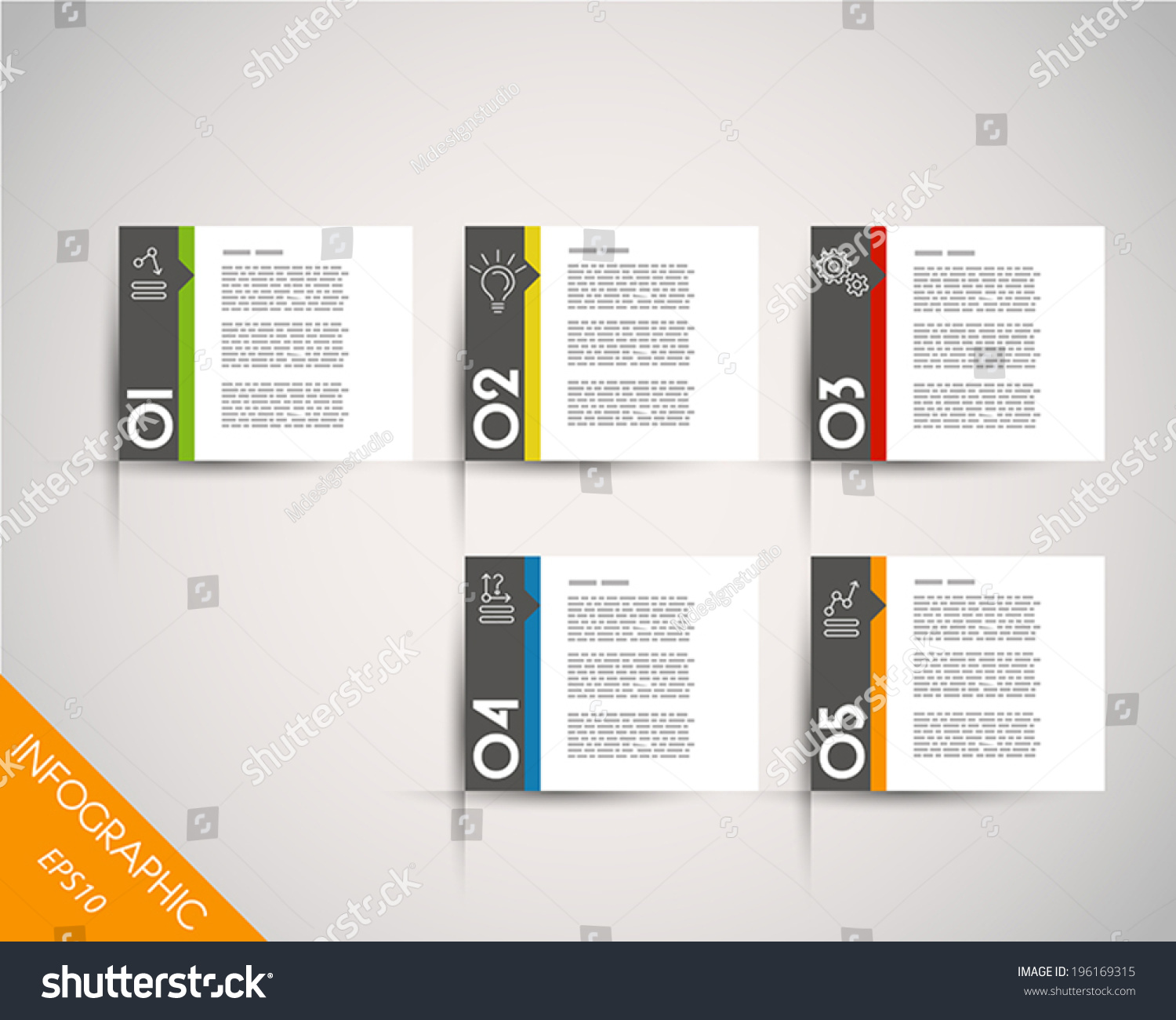 Colorful Rectangular Stickers Arrow Infographic Concept Stock Vector ...