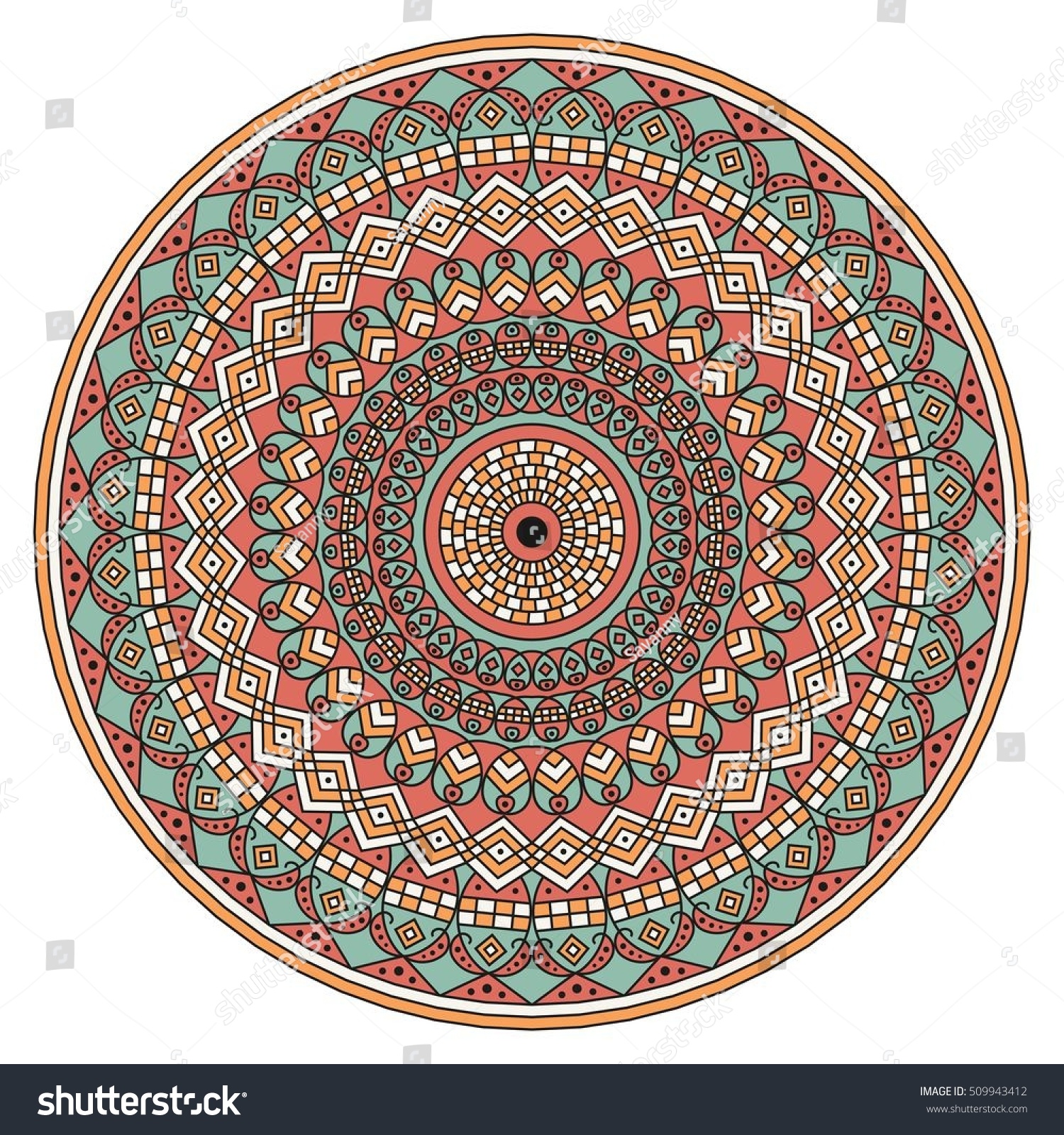 Colorful Round Ethnic Pattern Element Design Stock Vector (Royalty Free ...