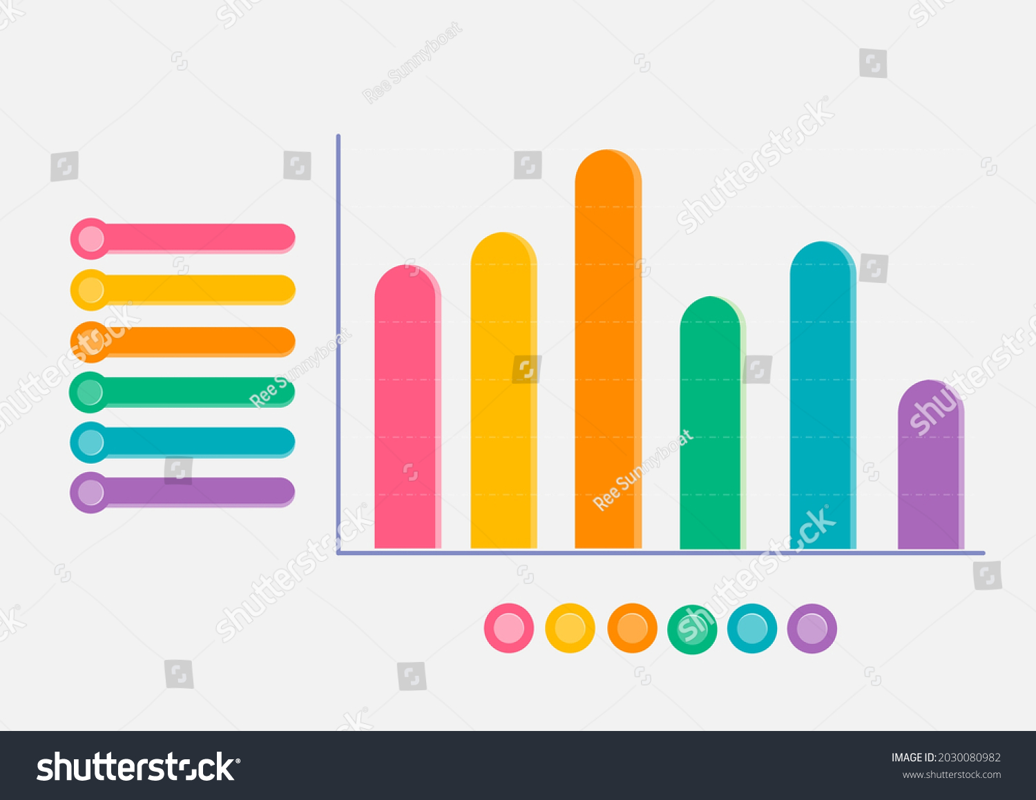 Colorful Rounded Rectangle Pie Chart Infographic Stock Vector (Royalty ...