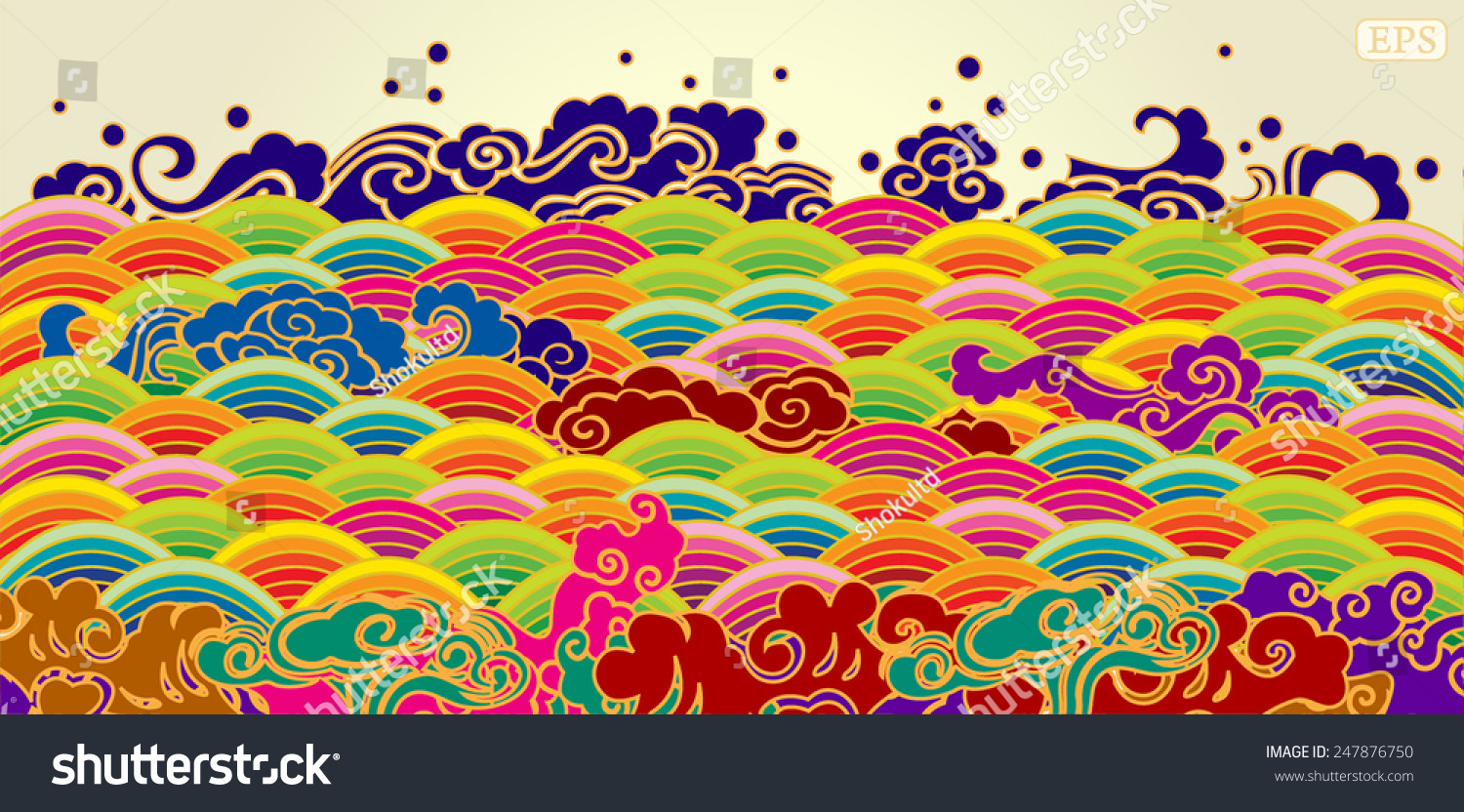 Colorful Sea Wave Pattern Stock Vector (Royalty Free) 247876750