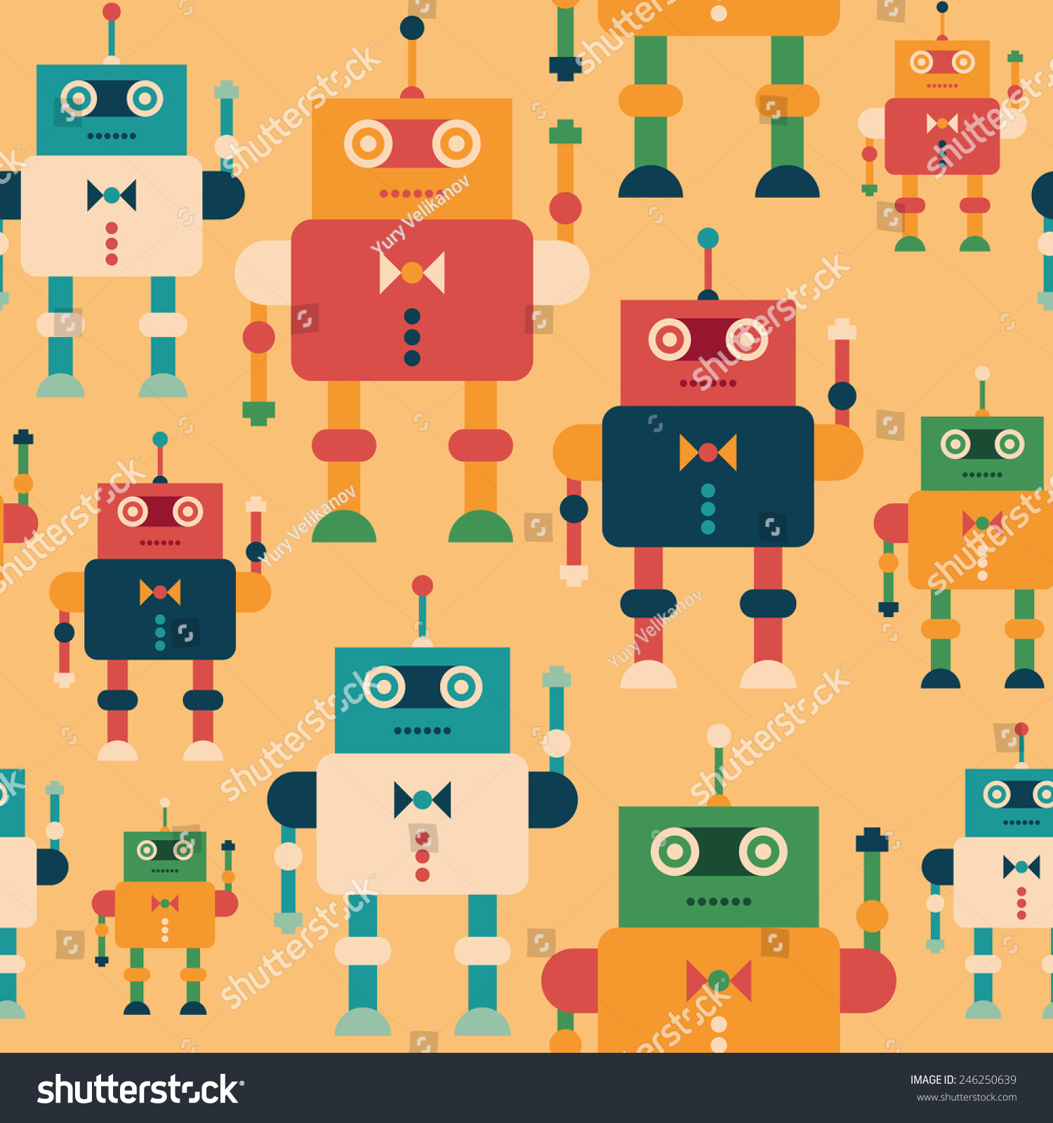 Colorful Seamless Pattern Elegant Robots Stock Vector (Royalty Free ...