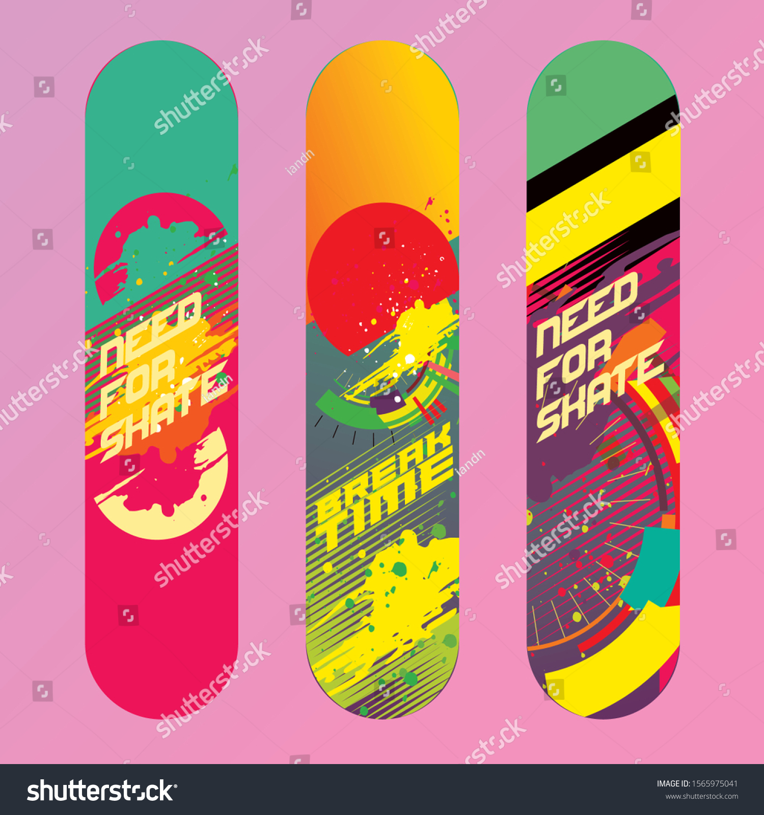 Colorful Skateboard Deck Vector Design Stock Vector (Royalty Free ...