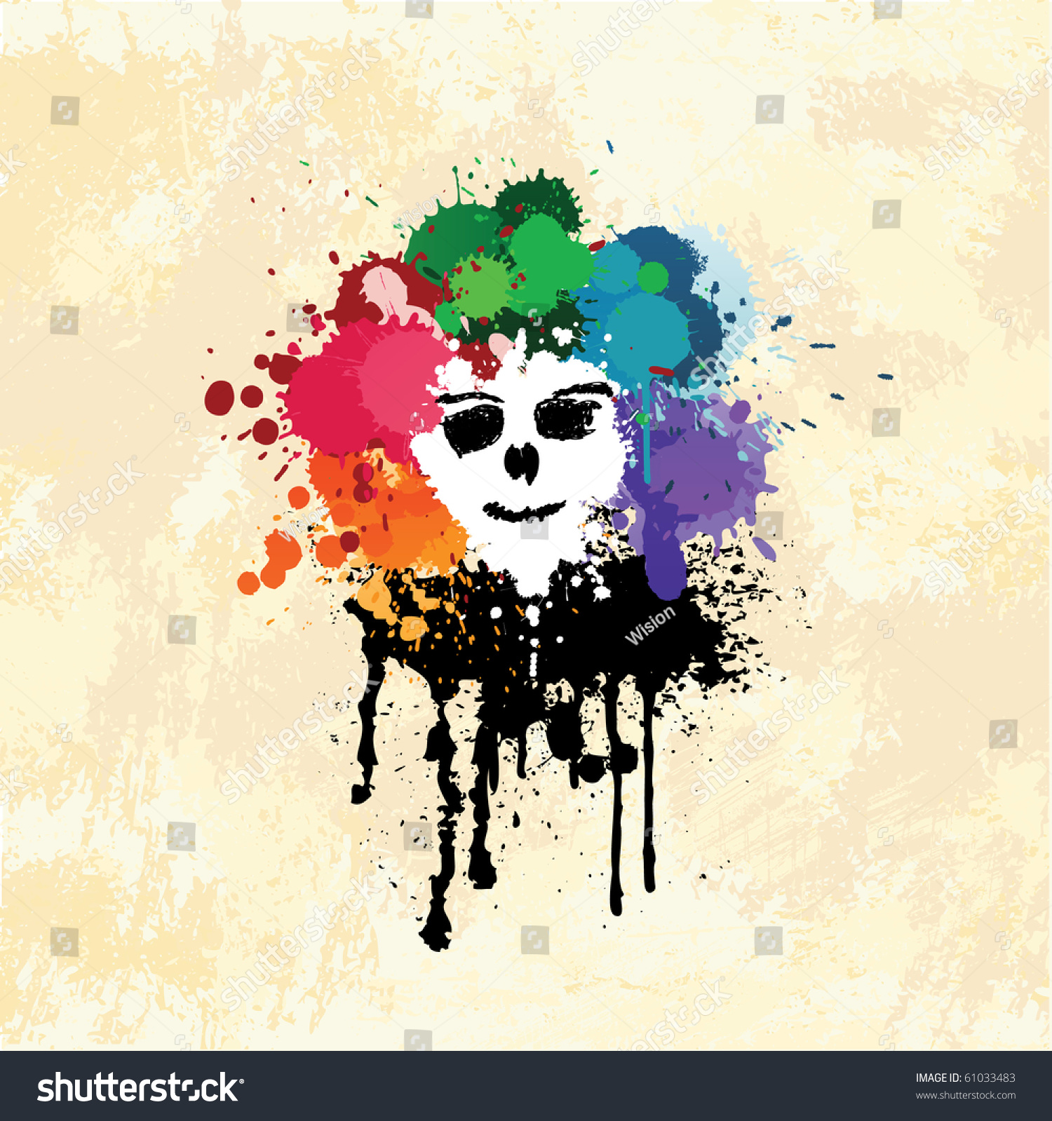 Colorful Splatter Face Stock Vector (Royalty Free) 61033483