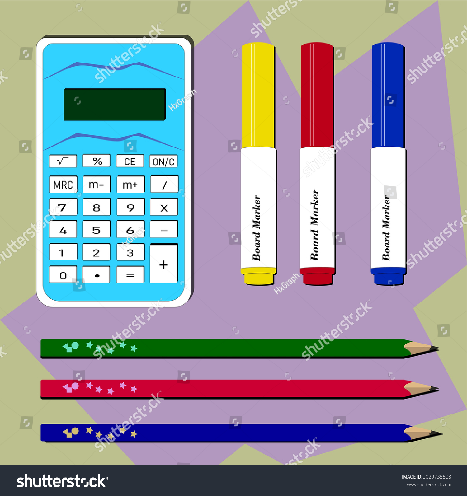 Colorful Stationary Objects Students Stock Vector (Royalty Free ...