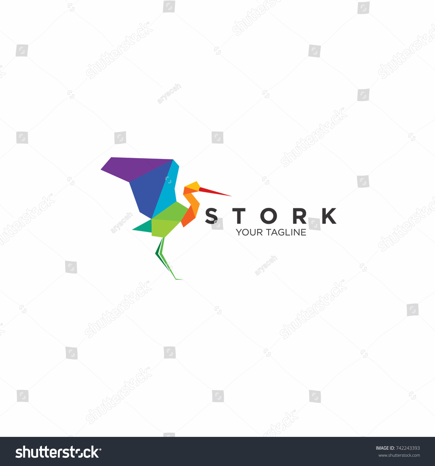 Colorful Stork Logo Vector Eps 10 Stock Vector (Royalty Free) 742243393