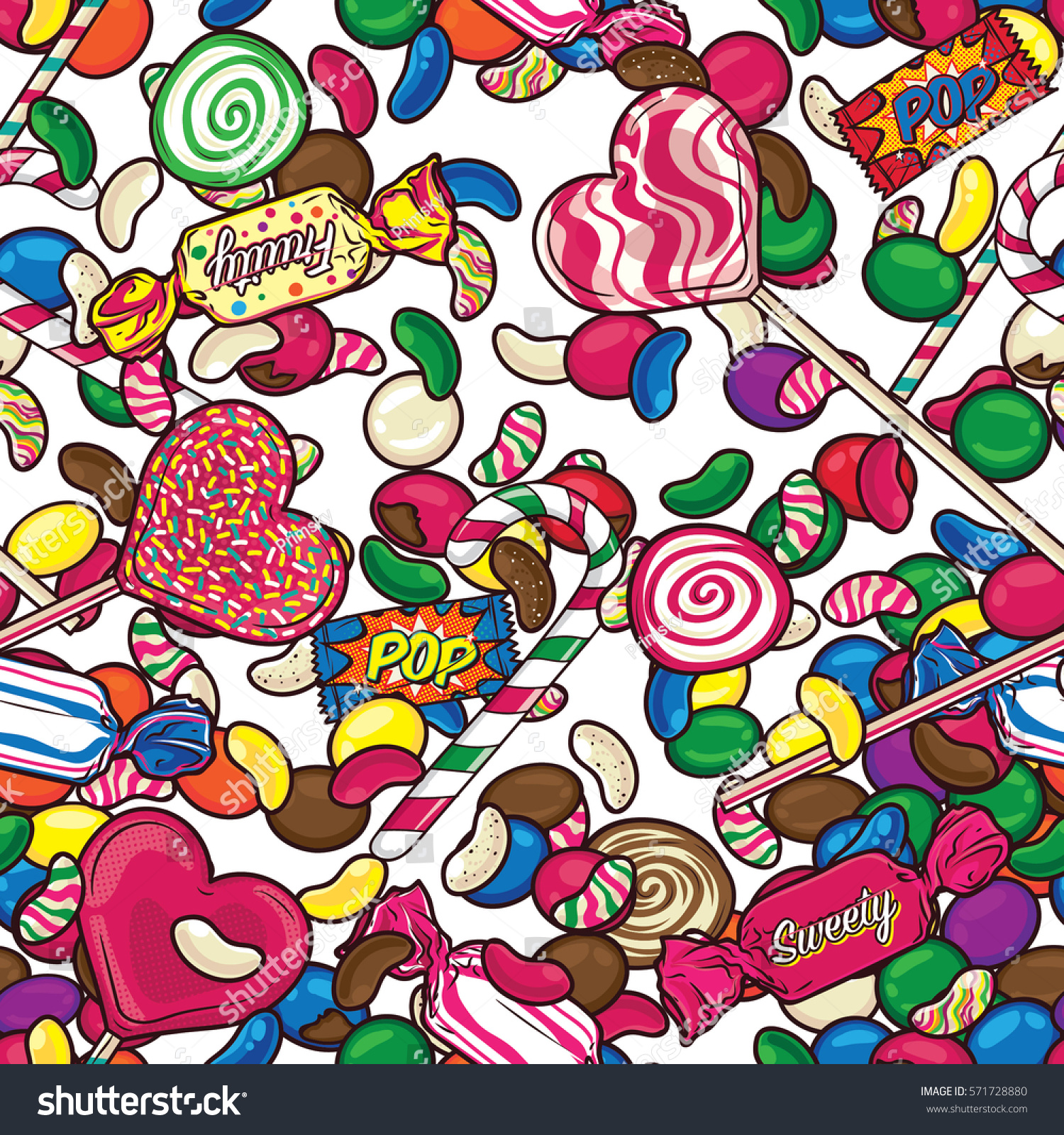 Colorful Sweet Candy Seamless Pattern Stock Vector (Royalty Free) 571728880