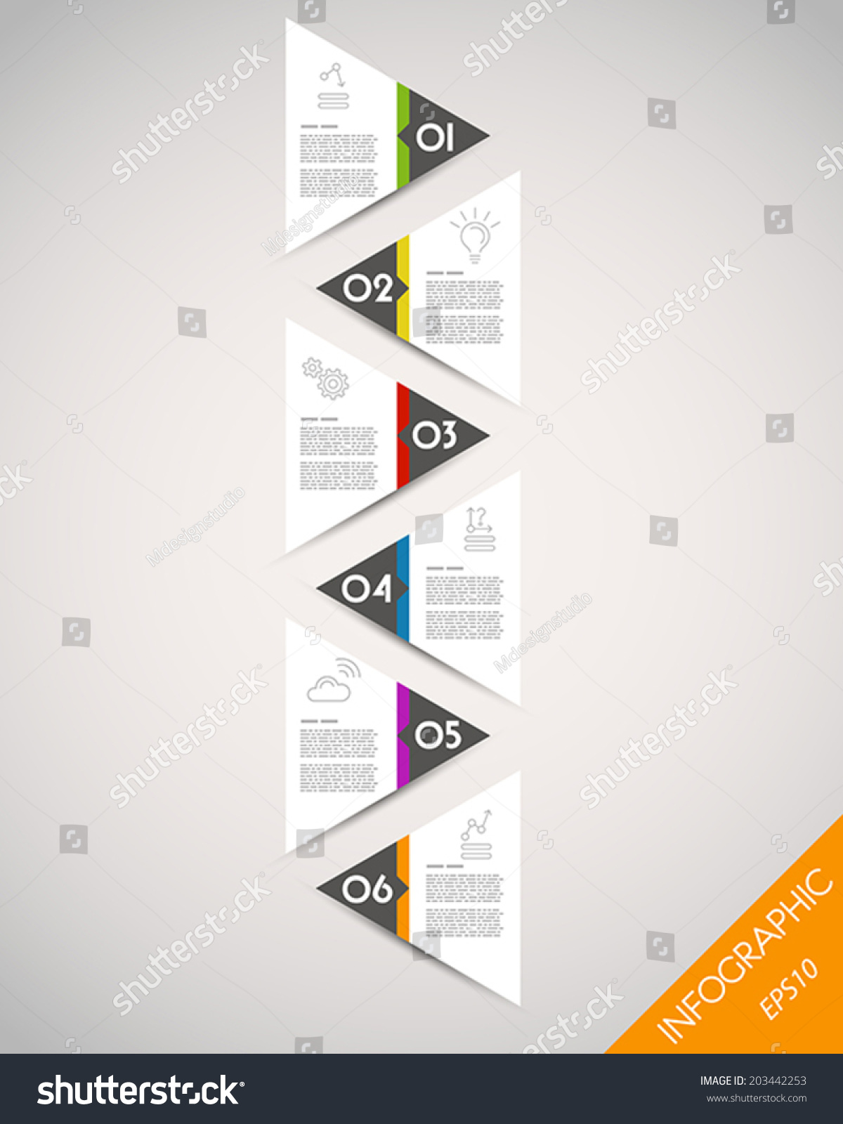 Colorful Tall Timeline Triangulars Infographic Concept: เวกเตอร์สต็อก ...
