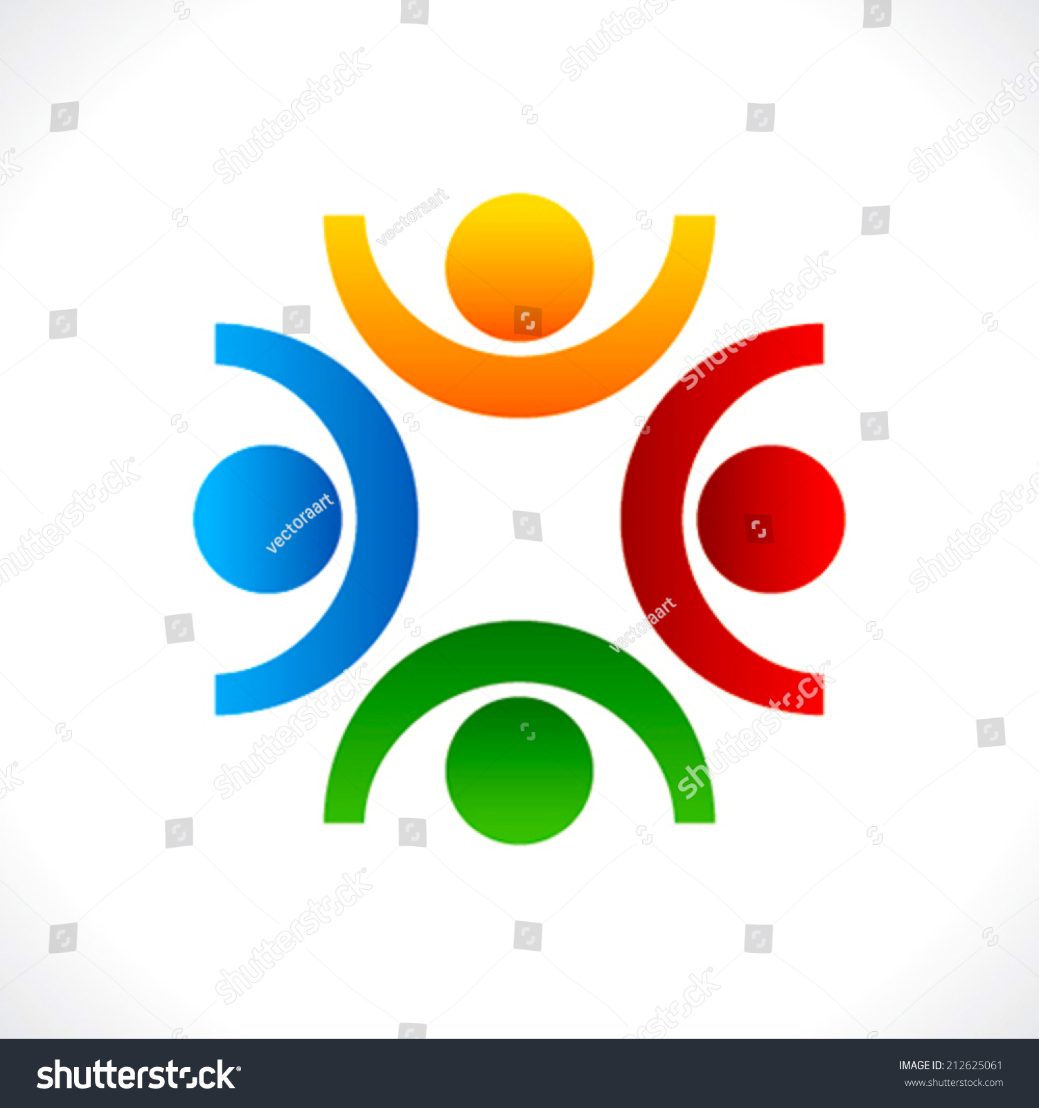 Colorful Teamwork Icon Concept Vector Stock Vector (Royalty Free) 212625061