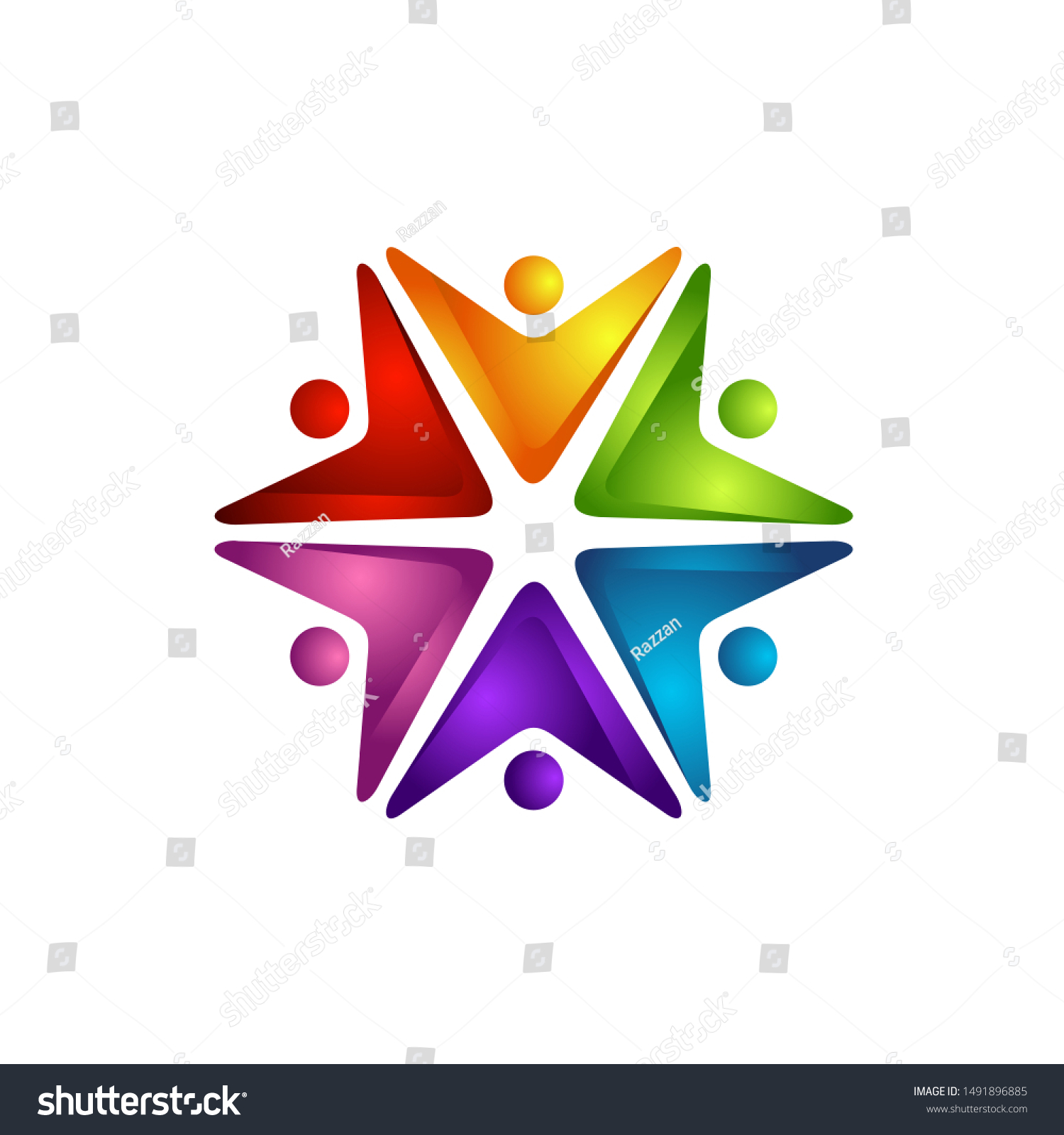 Colorful Teamwork Symbol Vector Logo Template: เวกเตอร์สต็อก (ปลอดค่า ...