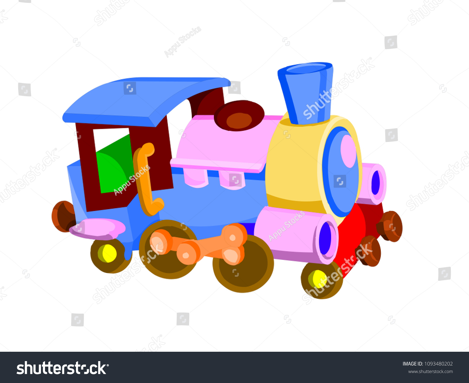 Colorful Toy Train Engine Cartoon Vector: vector de stock (libre de ...