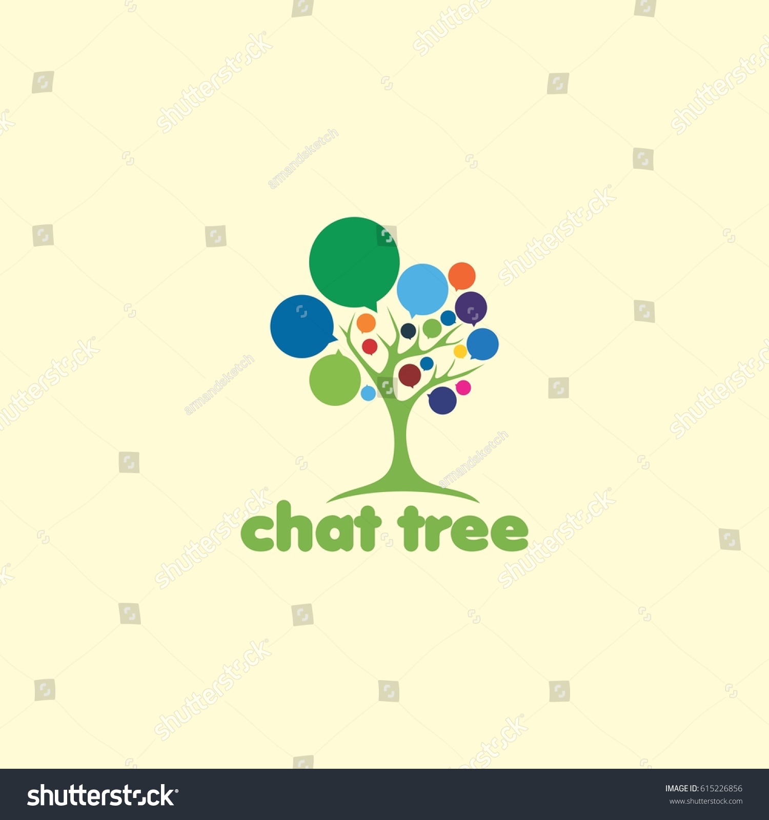 Colorful Tree Chat Icon Logo Stock Vector (Royalty Free) 615226856 ...