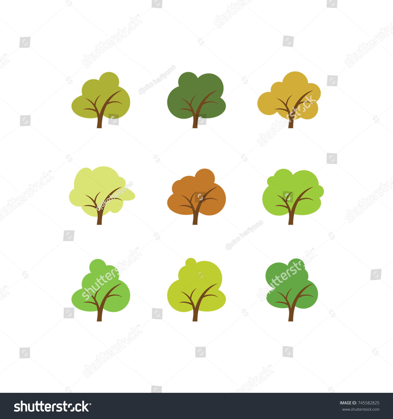 Colorful Tree Icon Designs Vector Stock Vector (Royalty Free) 745582825 ...