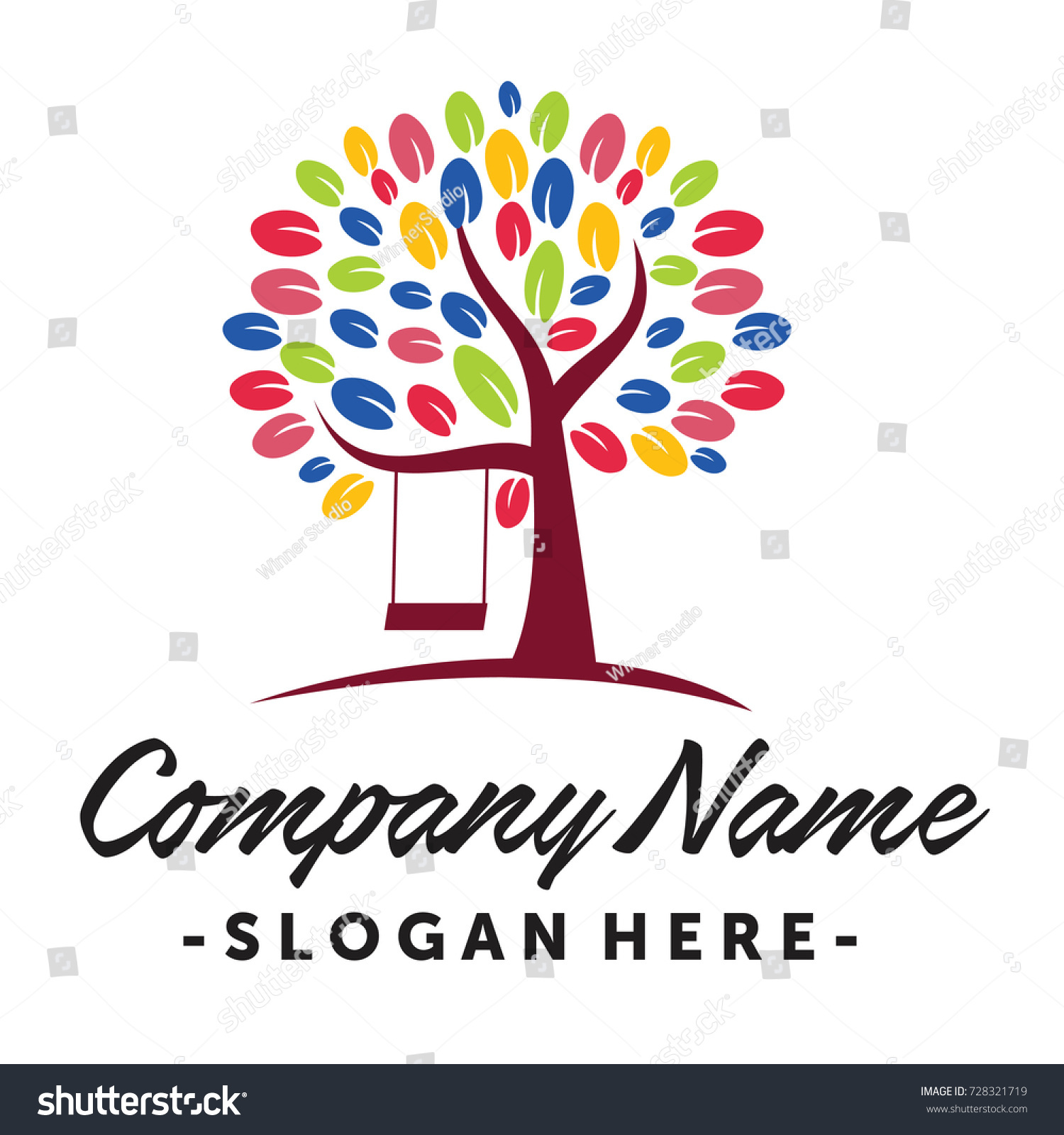 Colorful Tree Logo Vector Stock Vector (Royalty Free) 728321719 ...