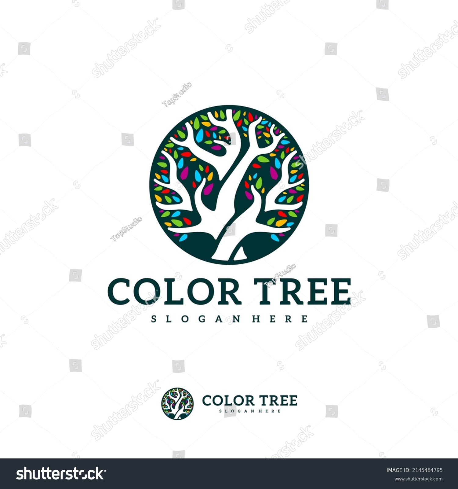 Colorful Tree Logo Vector Template Creative Stock Vector (Royalty Free ...