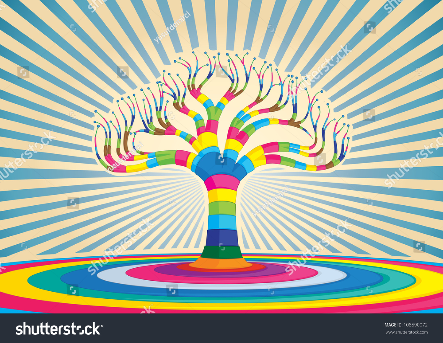 Colorful Tree Vector Illustration Stock Vector (Royalty Free) 108590072 ...
