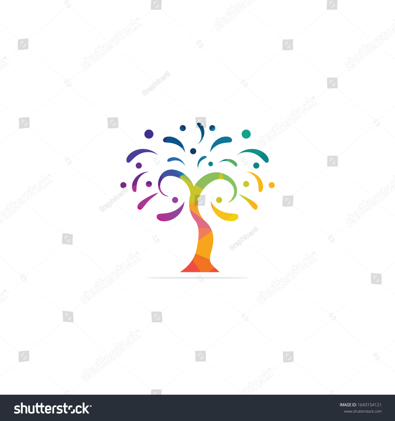 Colorful Tree Vector Logo Design: เวกเตอร์สต็อก (ปลอดค่าลิขสิทธิ์ ...
