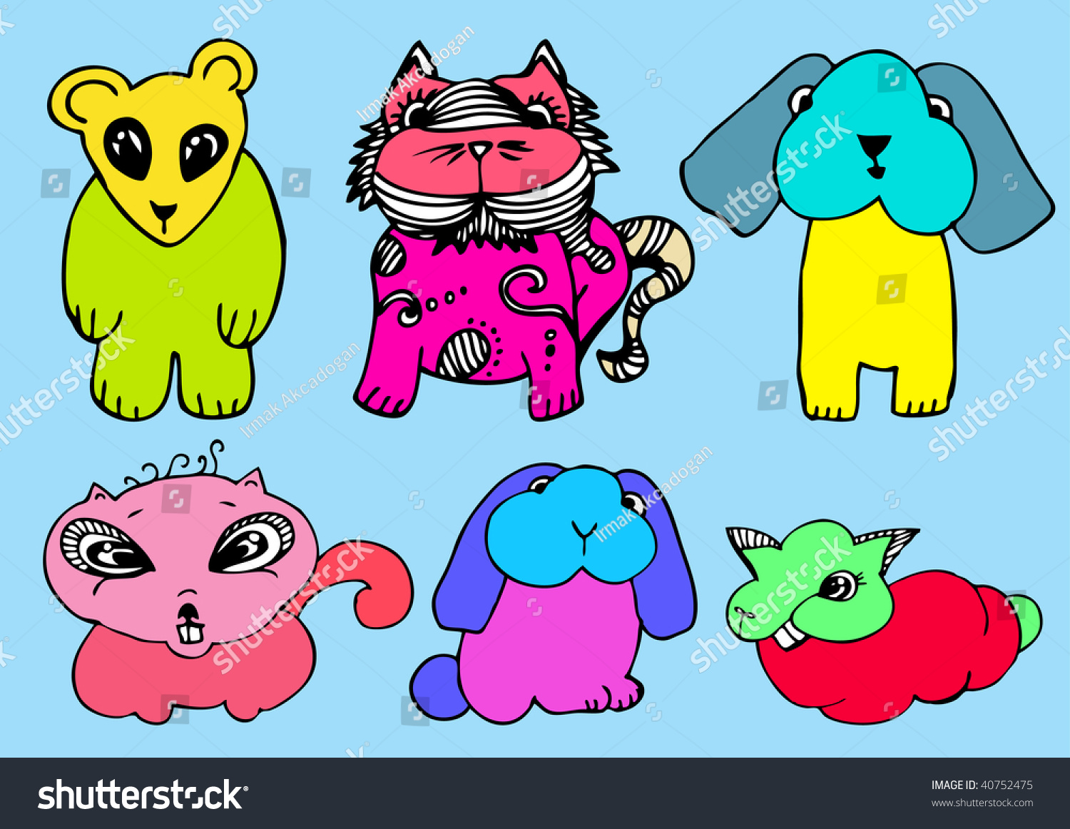 Colorful Vector Animal Set Stock Vector (Royalty Free) 40752475