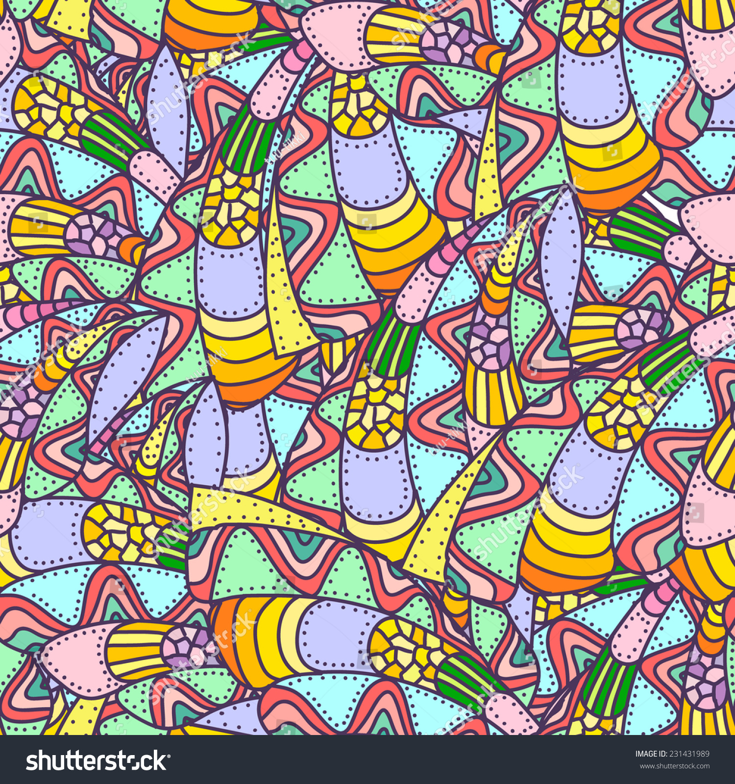Colorful Vector Doodles Hand Drawn Abstract Stock Vector 231431989 ...
