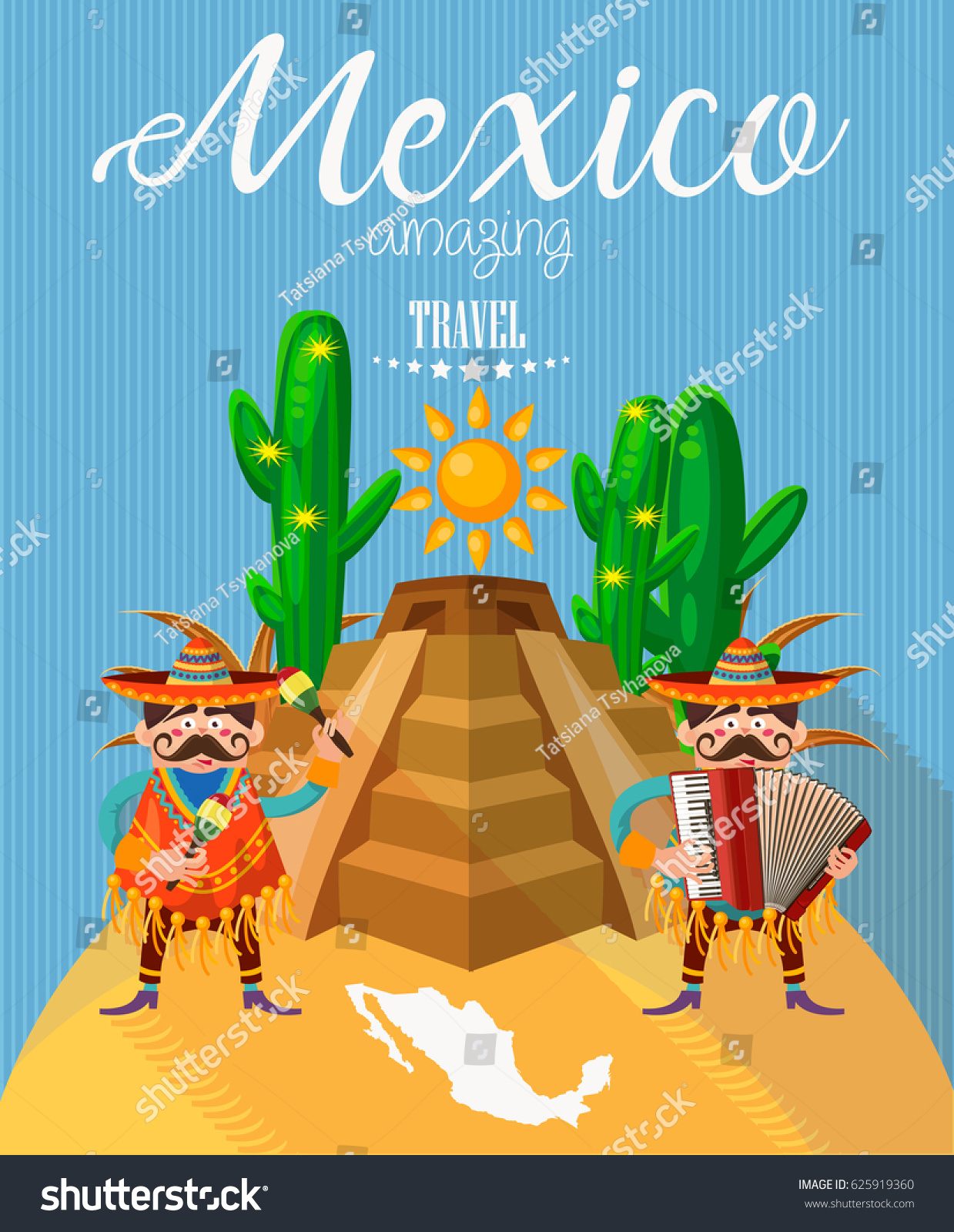 Colorful Vector Illustration About Mexico Mexican Stock Vector (Royalty ...