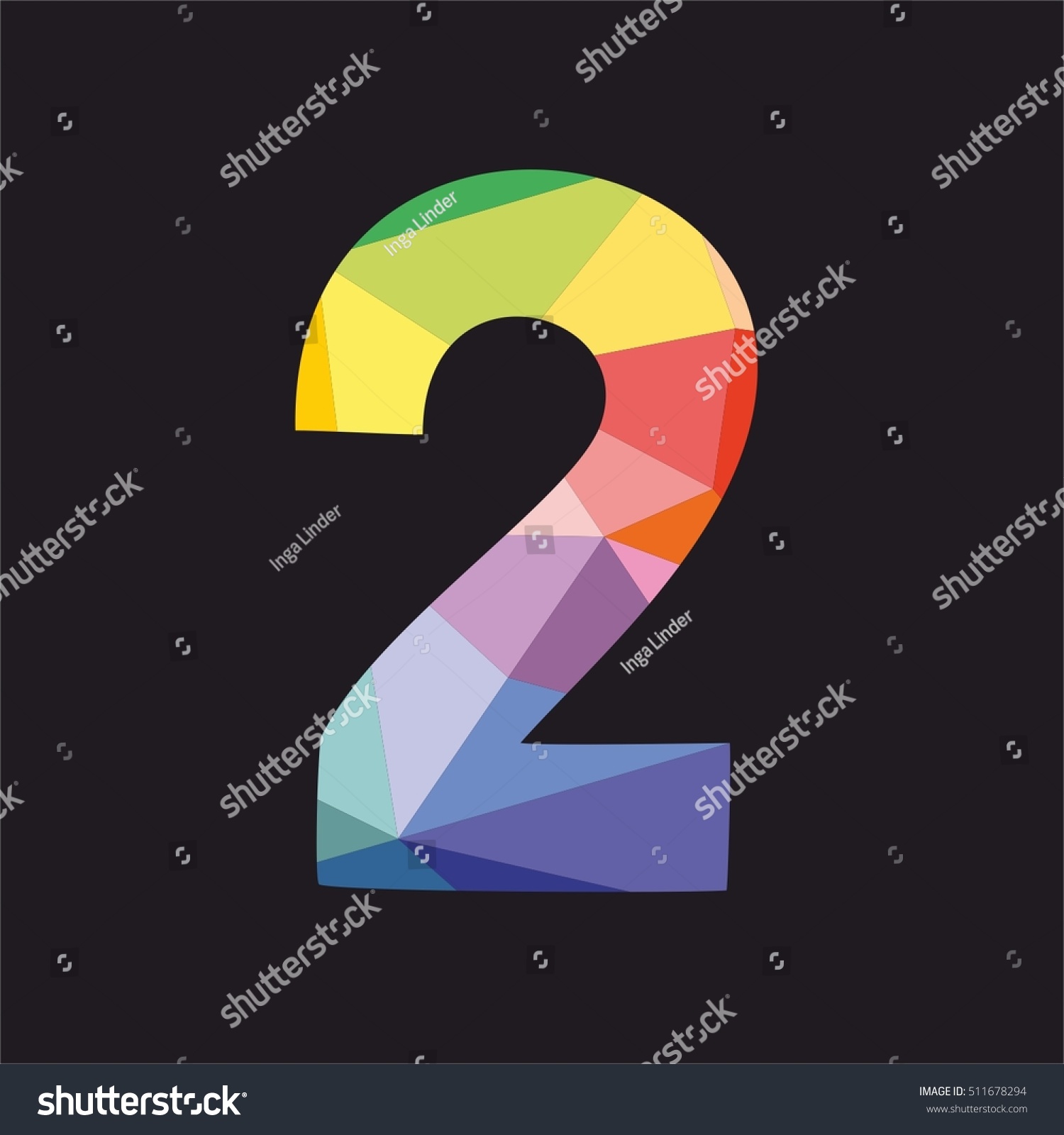 Colorful Vector Number 2 Isolated On Stock Vector (Royalty Free ...