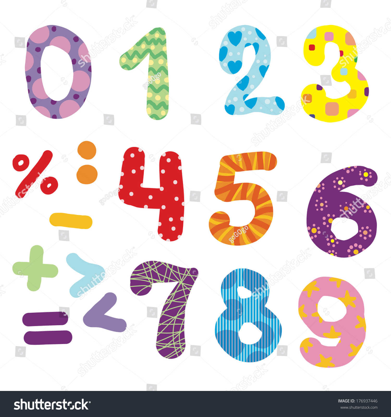 Colorful Vector Numbers Set Stock Vector (Royalty Free) 176937446 ...