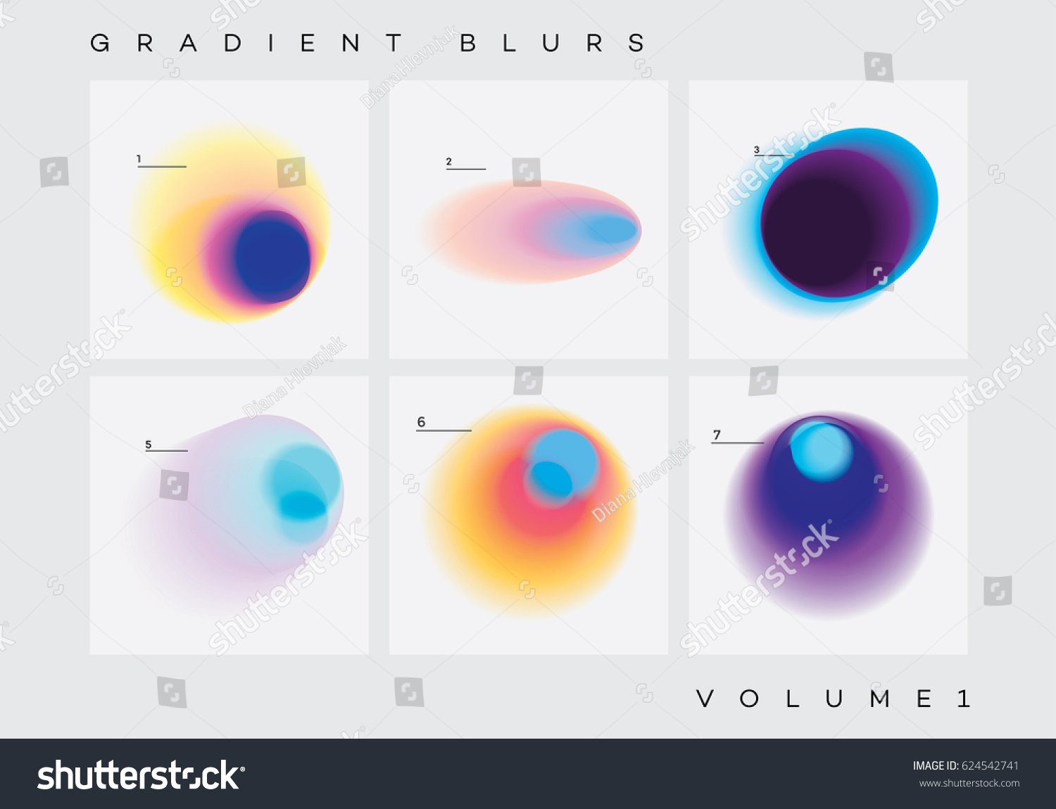Colorful Vibrant Gradient Blurs Design Elements Stock Vector (Royalty ...