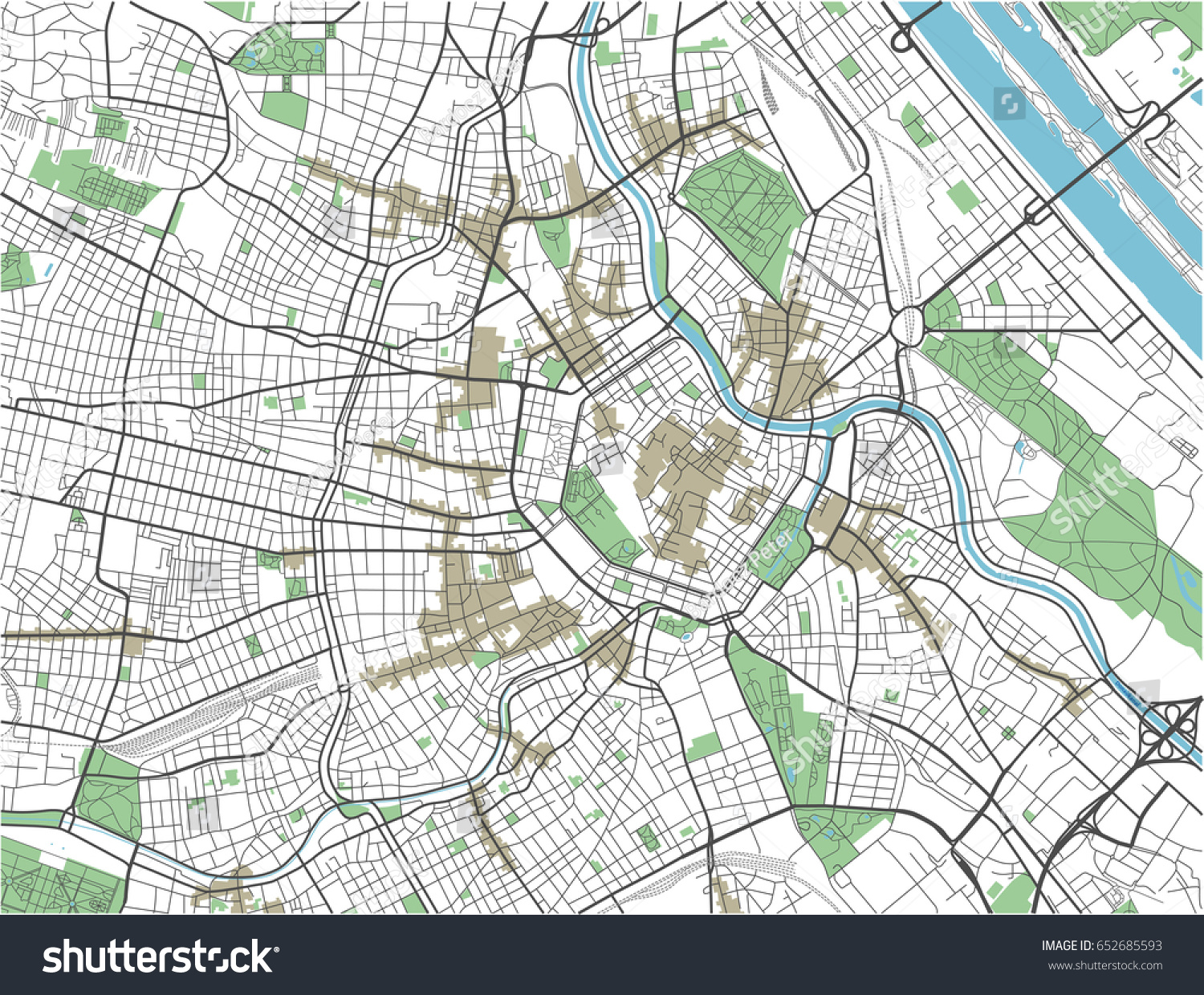 Vektor Stok Colorful Vienna Vector City Map (Tanpa Royalti) 652685593 ...